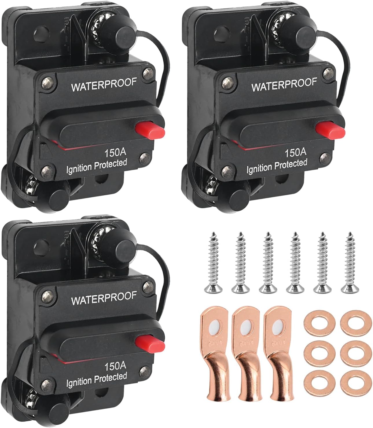 Amazon.com: 3 Pack Car Audio 150 Amp Resettable Fuse Circuit Breaker ...