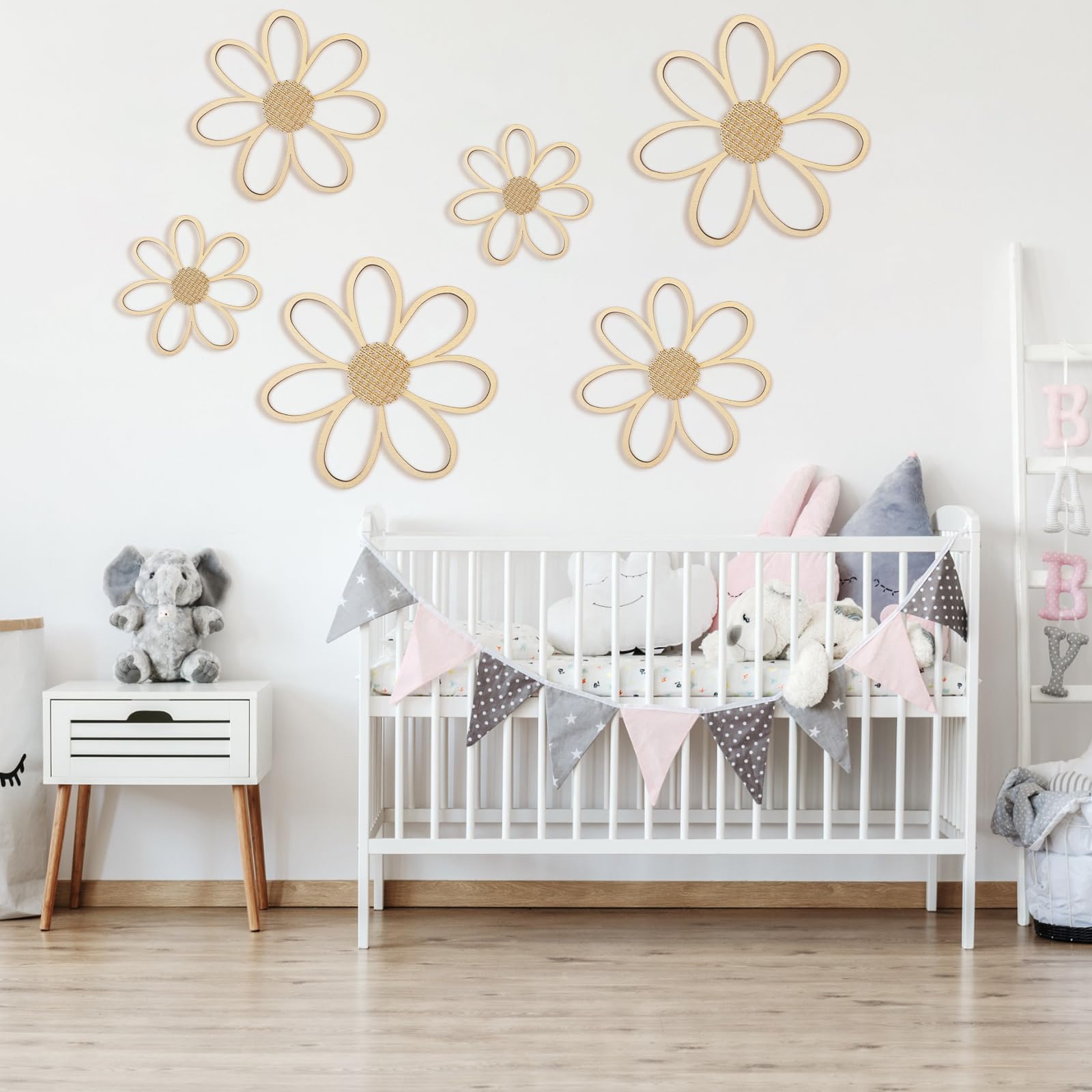 Amazon.com: Thyle 6 Pcs Daisy Wall Decor Wooden Daisy Wall Art Flowers ...