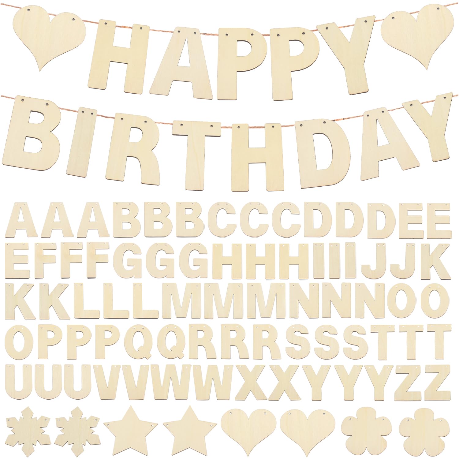 Amazon.com: 80 Pcs 4Inch Unfinished Wooden Alphabet Letters DIY Custome ...