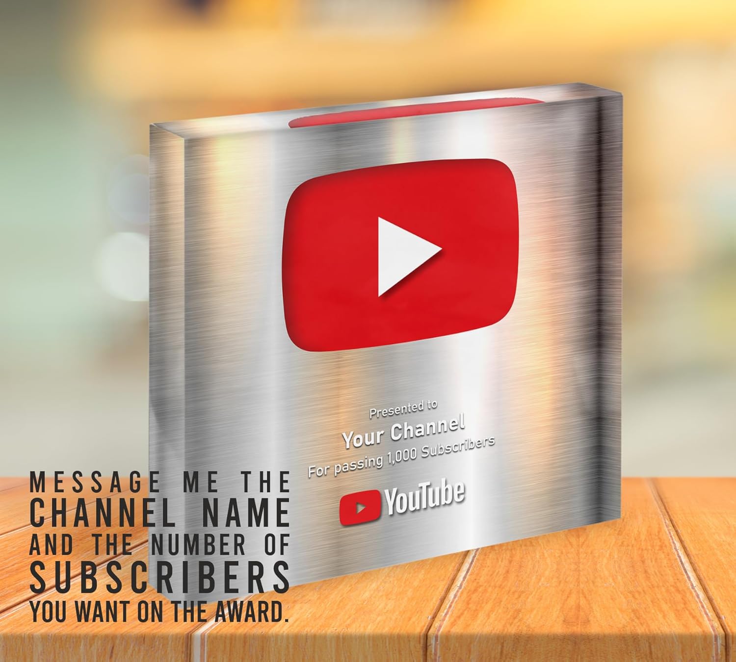 Amazon.com: Custom YouTube Play Button Award Customizable Personalized ...
