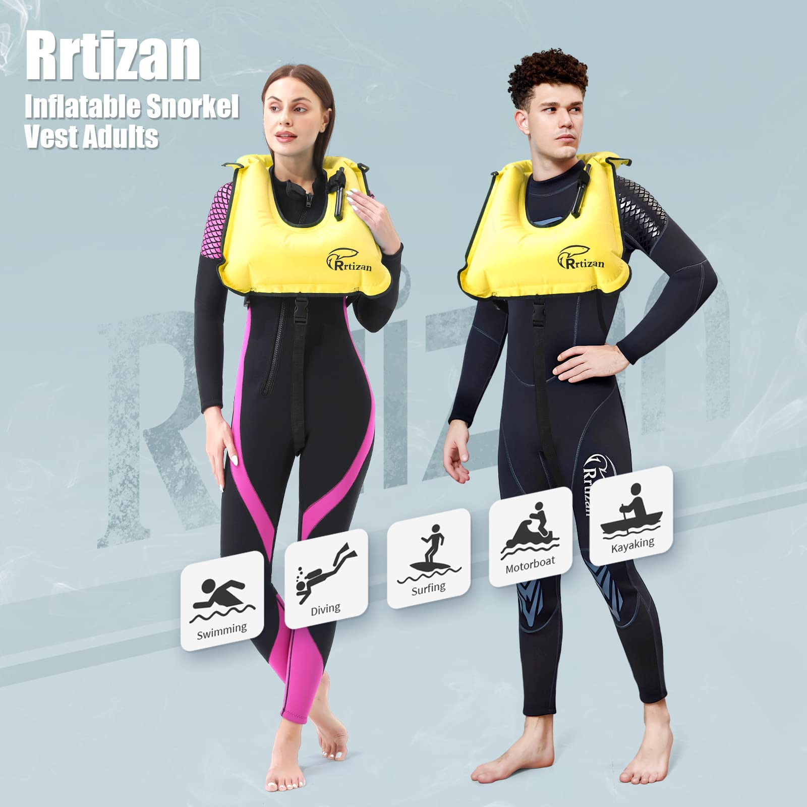 Snapklik.com : Rrtizan Snorkel Vest, Adults Portable Inflatable Swim ...