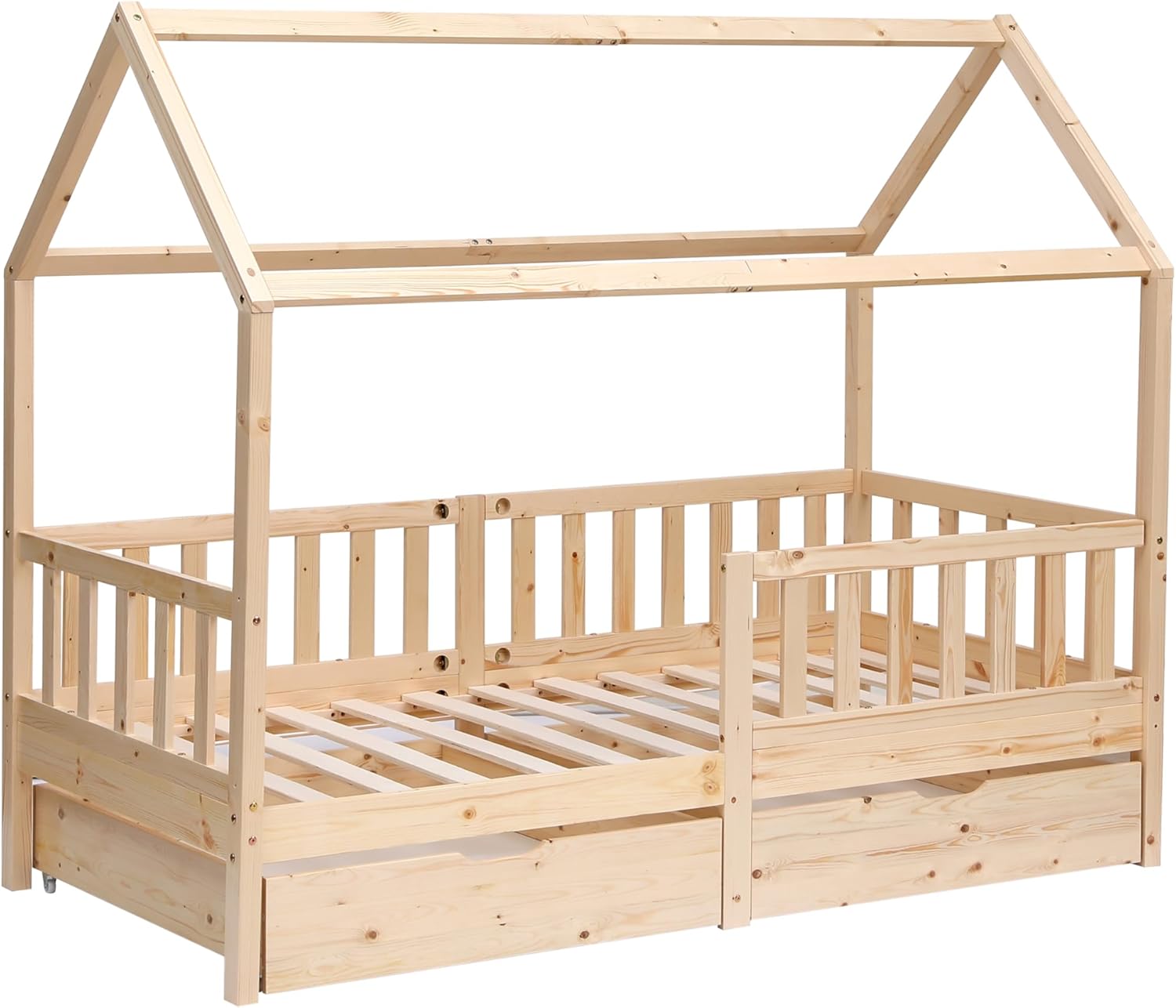 HOME MODERN Solid Pine Wood Kids Bed Frame Single Bed Frame House ...