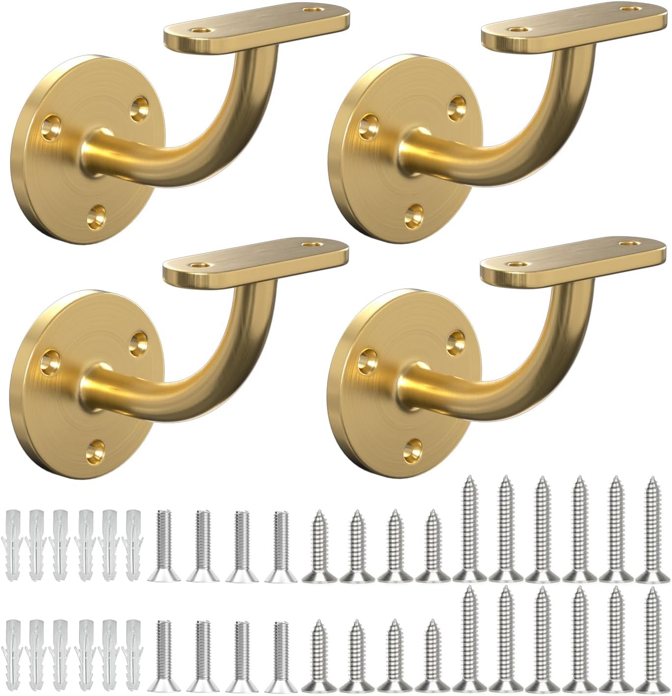 Amazon.com: 4-Pack Stainless Steel 304 Wall Mount Handrail Bracket for Wood & Metal Stair ...