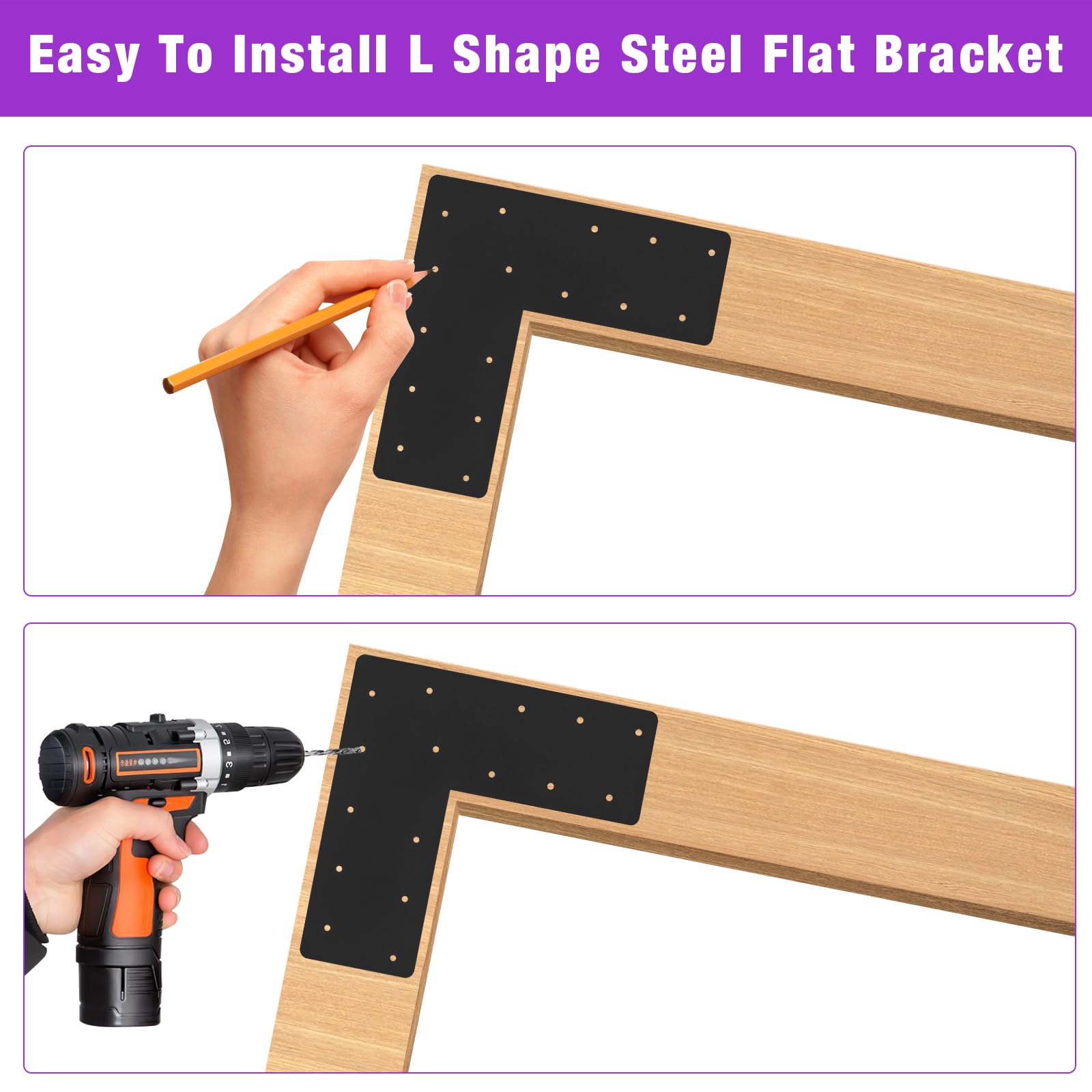 Snapklik.com : 4 Pcs 13.2"x 5"L Shape Flat Bracket, Mending Plate