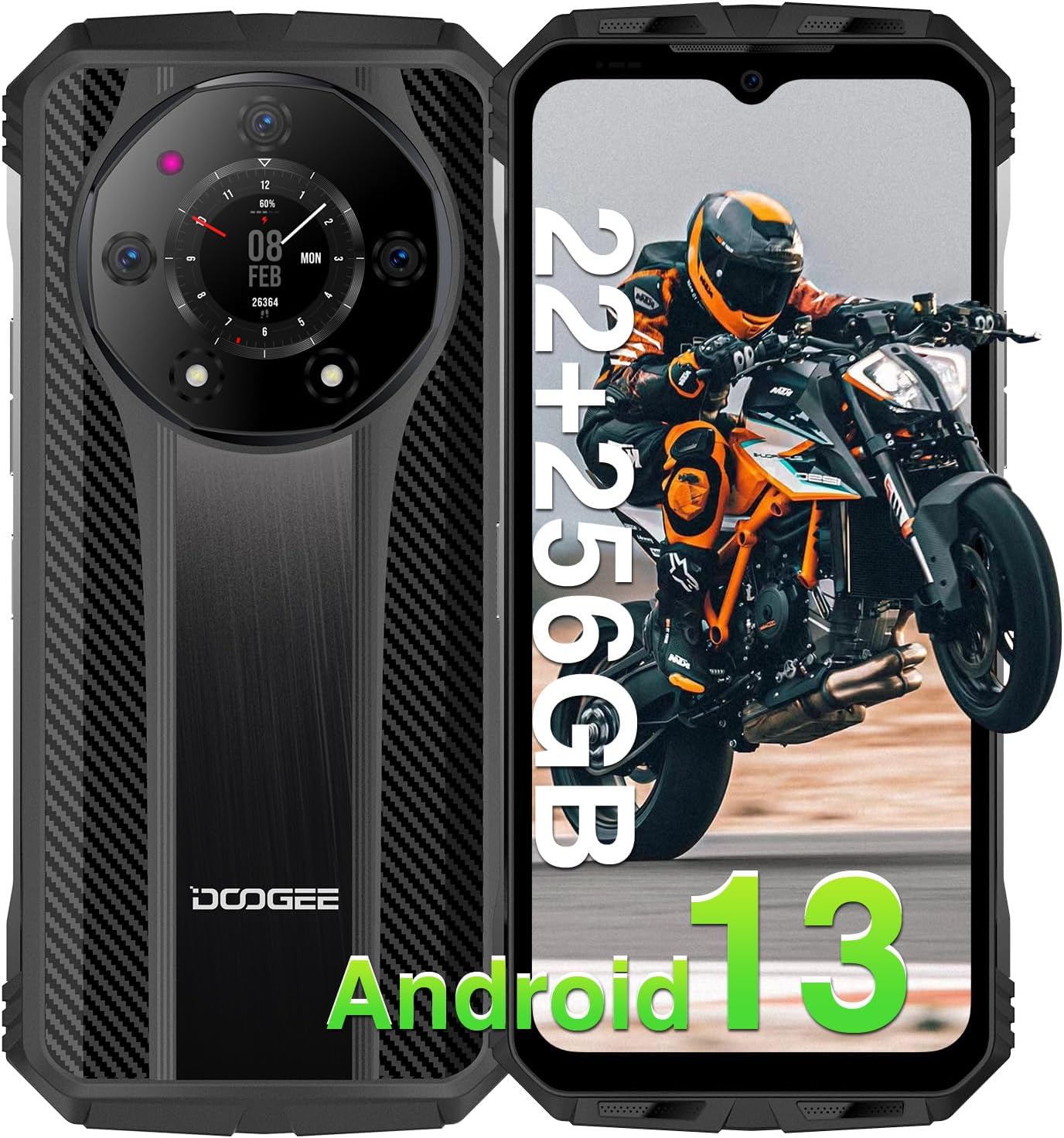 DOOGEE S110 Rugged Smartphone, Android 13 Telefono Indistruttibile, 22GB RAM+256GB ROM/2TB ...