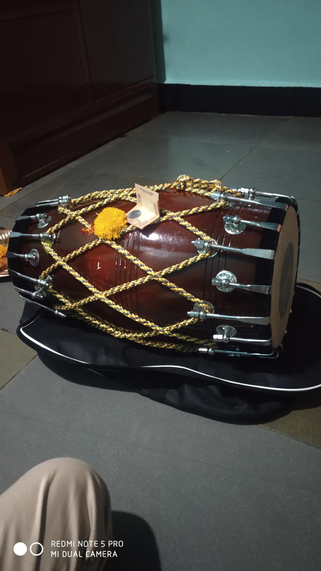 Shreyas Handmade Wooden Dholak Indian Folk Musical Instrument Drum Tied ...