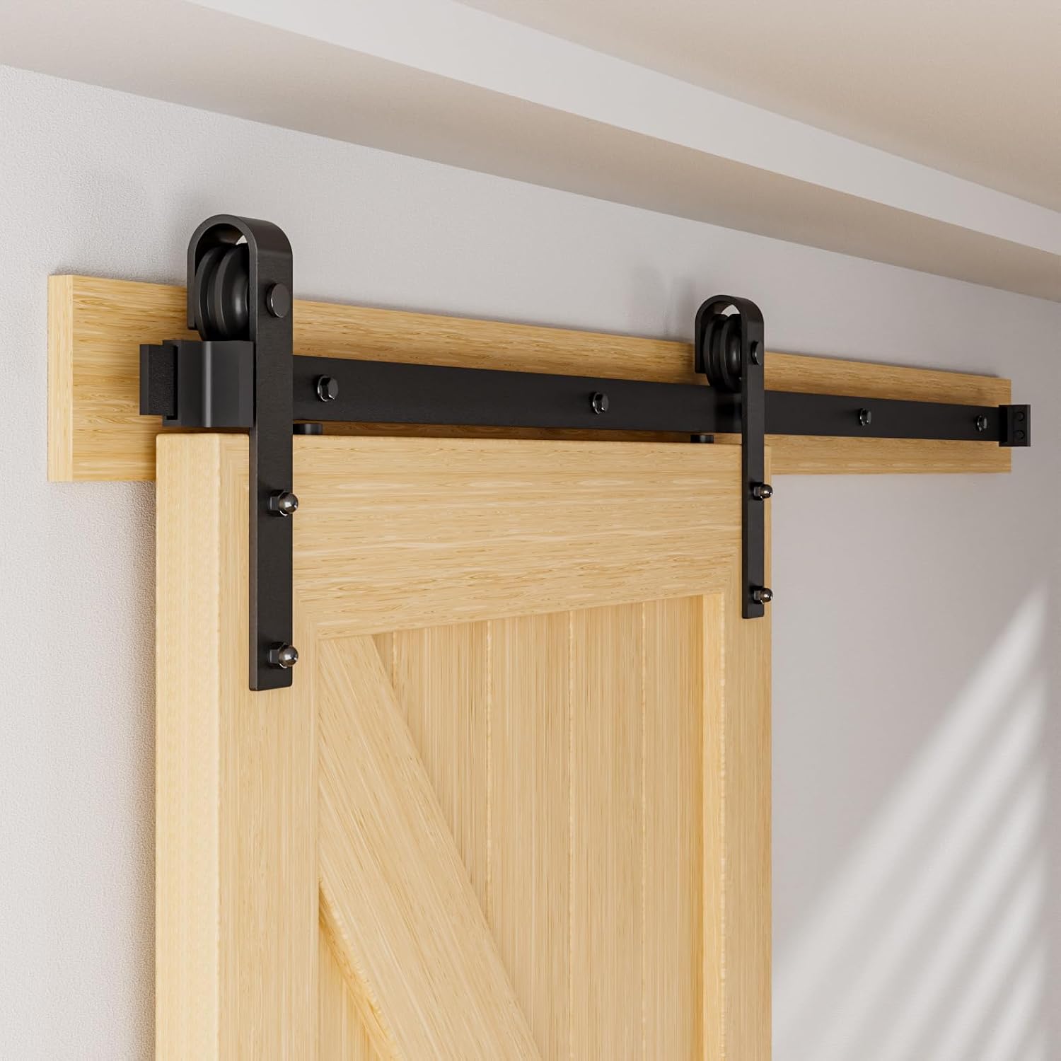 CCJH 6.6FT Sliding Barn Door Hardware Kit Heavy Duty for Single Wood ...