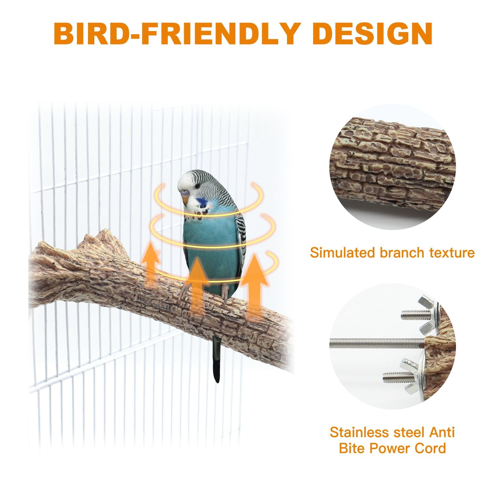 Snapklik.com : Heated Bird Perch For Cage Bird Thermo Perch Bird Warmer ...