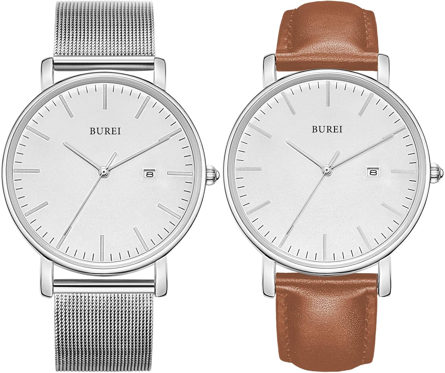 Amazon.com: BUREI Men's Fashion Minimalist Wrist Watch Analog Date with ...