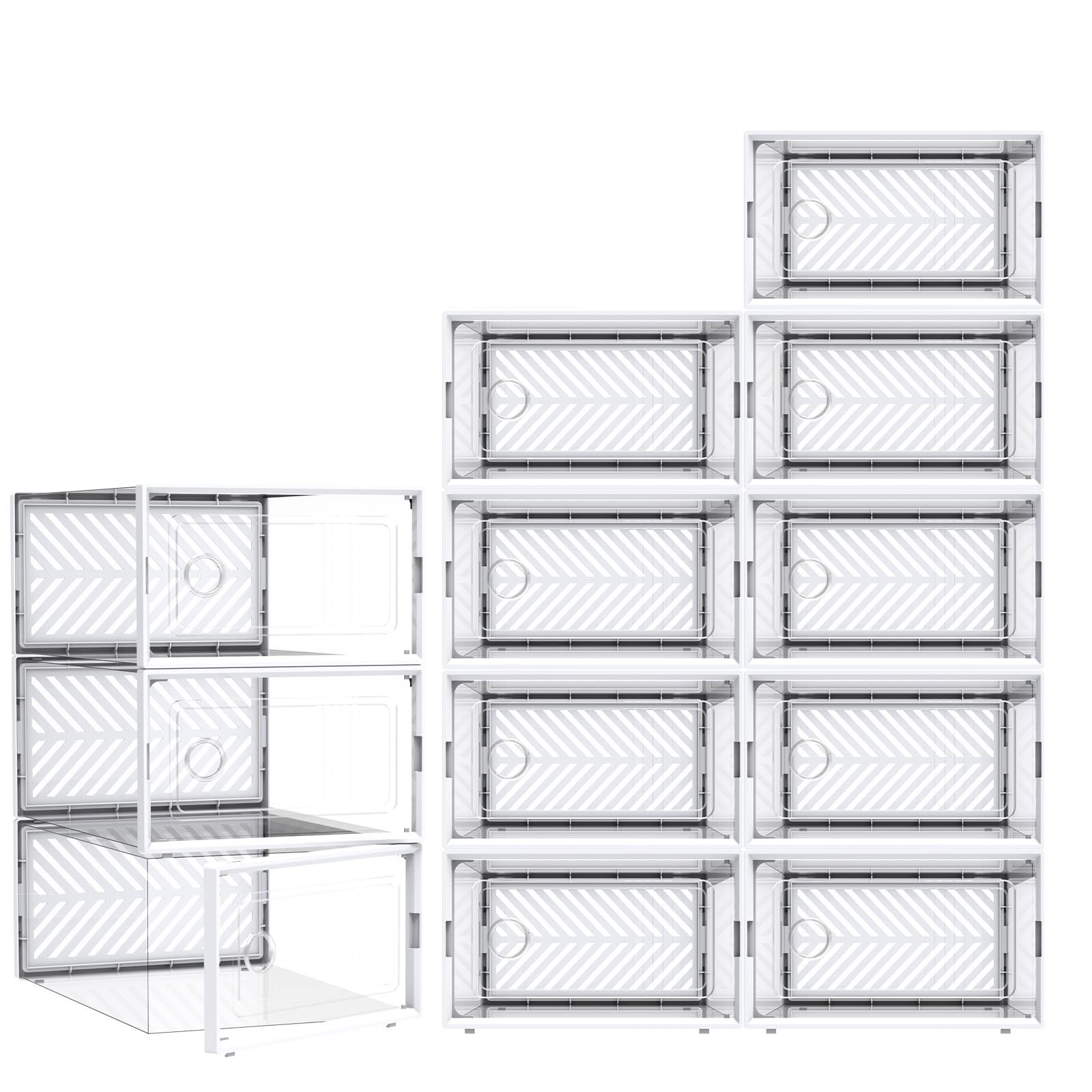Snapklik.com : X Large 12 Packs Shoe Storage Box, Shoe Boxes Clear ...