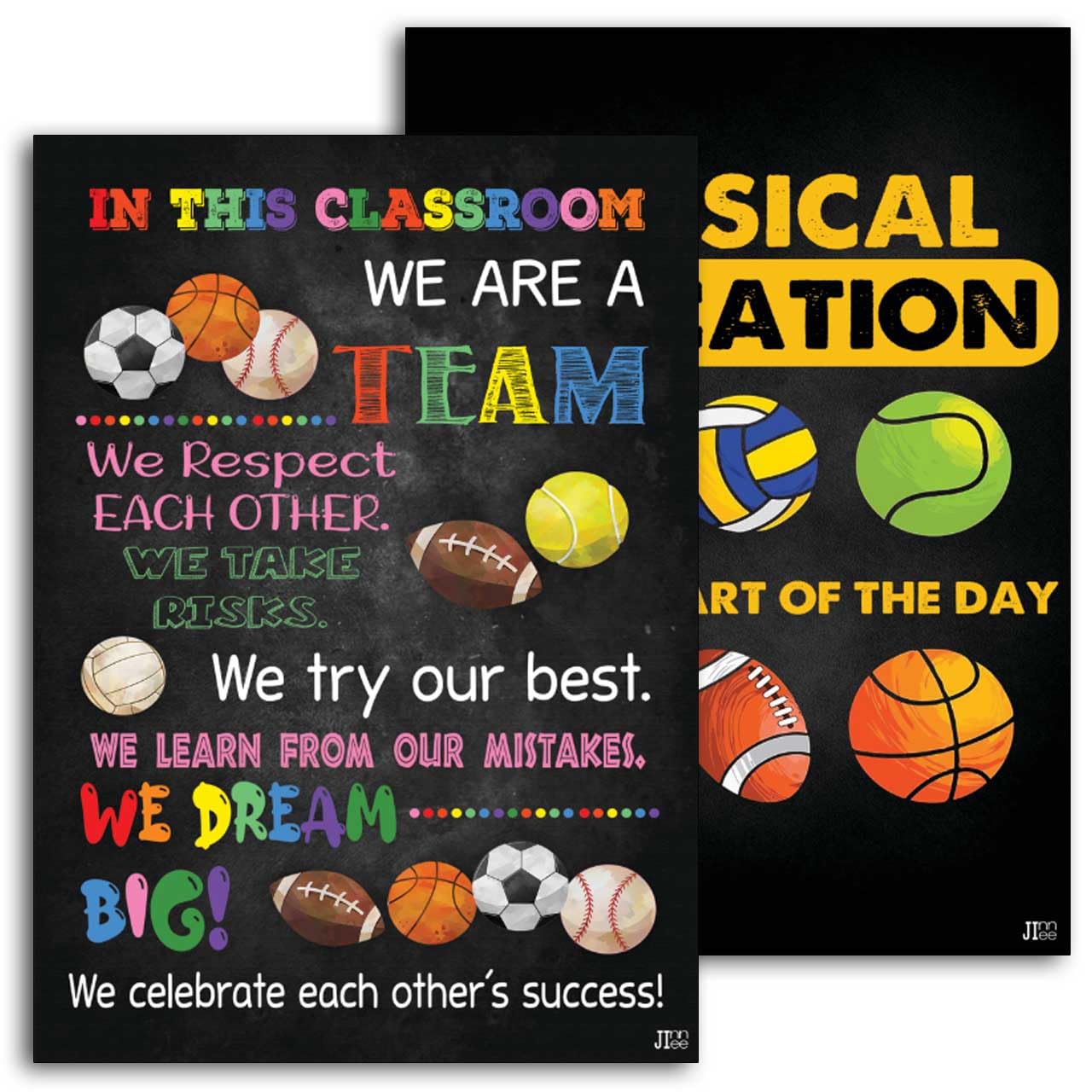 Amazon.com: Jinniee Set 2 pcs Sports Classroom Rule Poster Behavior ...