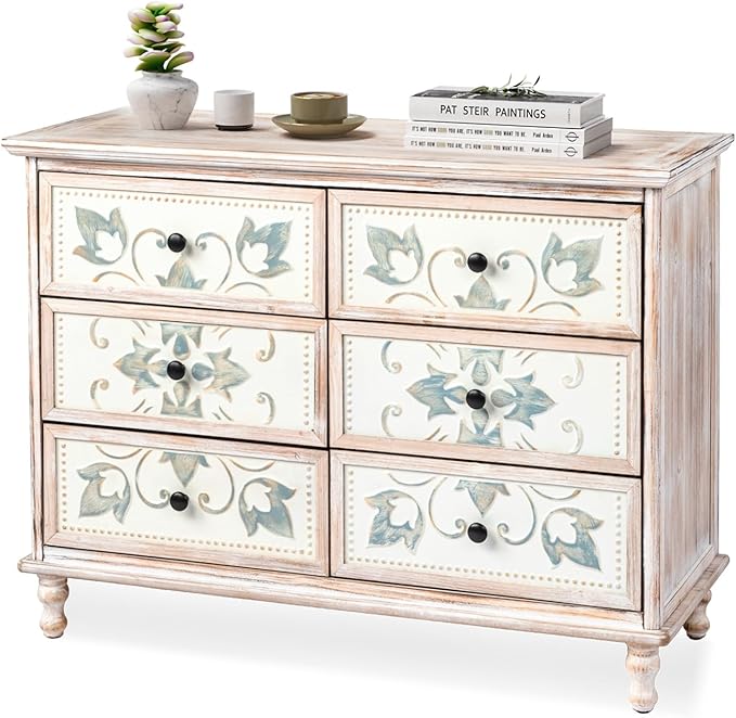 Amazon.com: VINGLI White Dresser for Bedroom, 6 Drawer Dresser with ...
