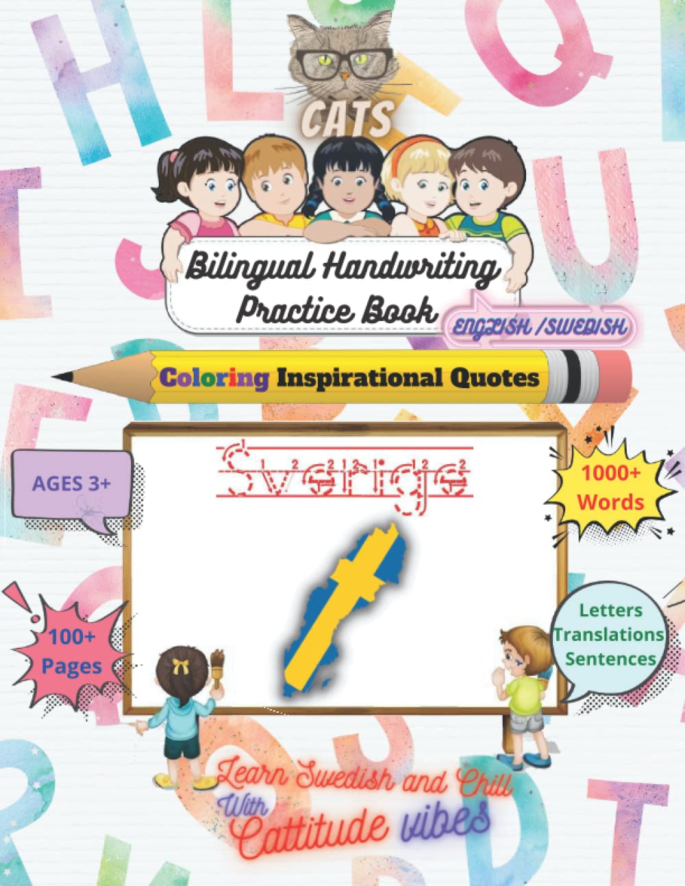 Buy Cats Bilingual Handwriting Practice Book in English/Swedish: Trace ...