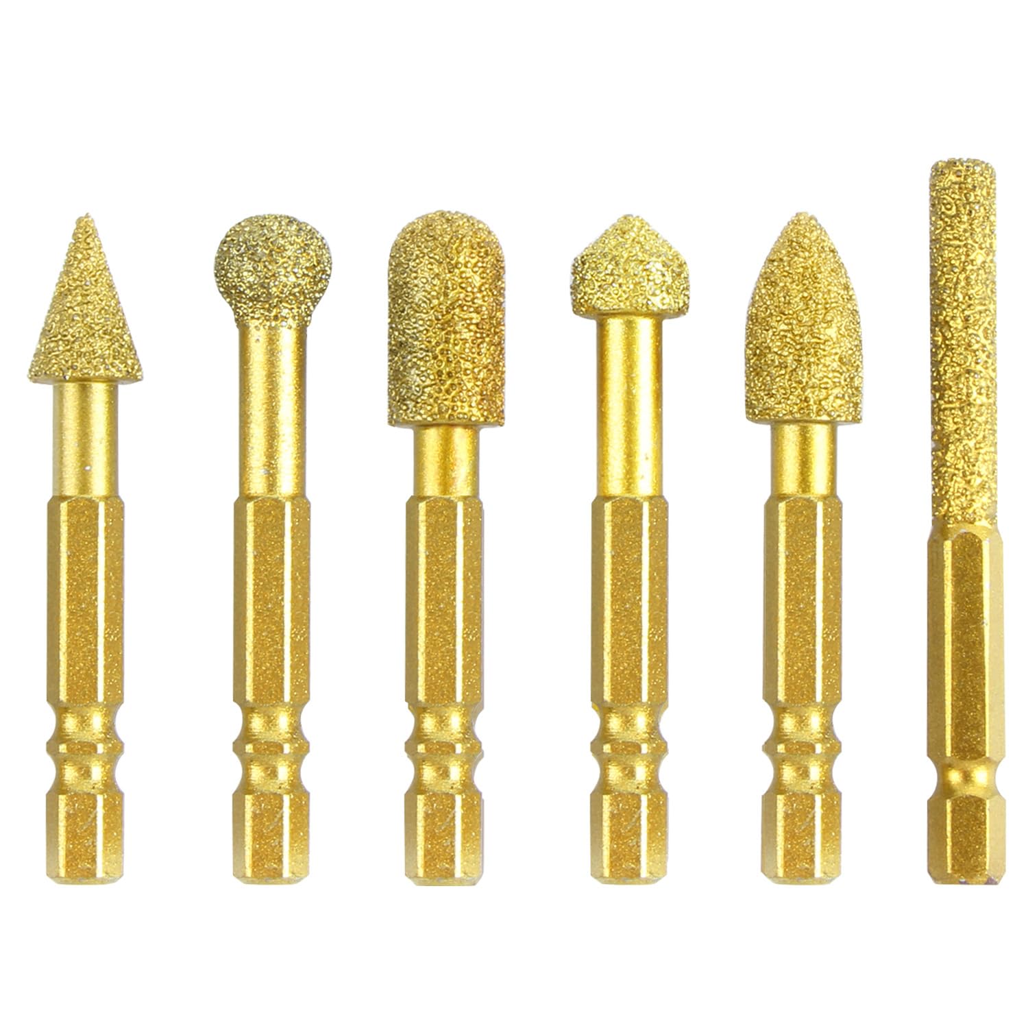 Yuentoen 6Pcs Diamond Grinding Burr Drill Bit Set for Rotary Tool ...