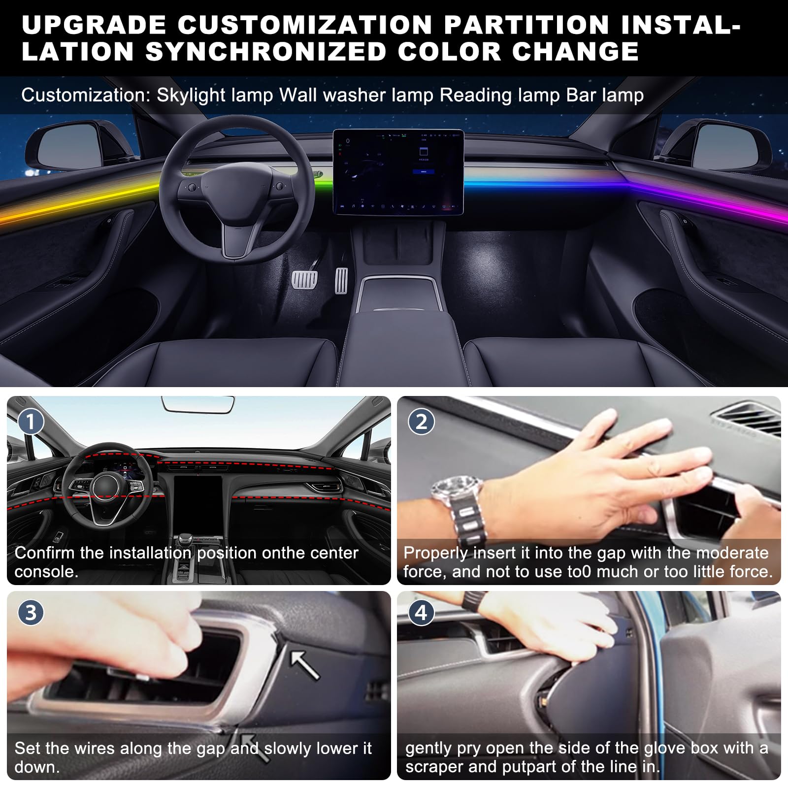 Snapklik.com : Tesla Model 3/Y/S/X Dreamcolor Acrylic Interior Car LED ...