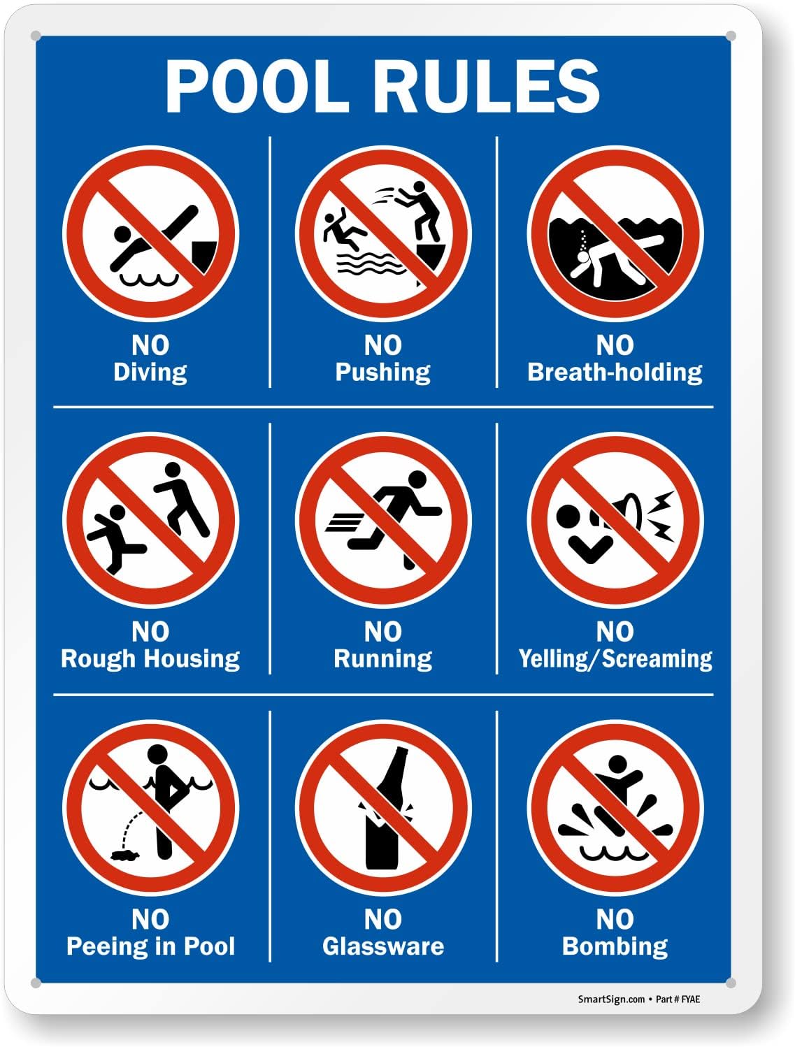 Amazon.com: SmartSign 24 x 18 inch “Pool Rules - No Diving, No Pushing ...