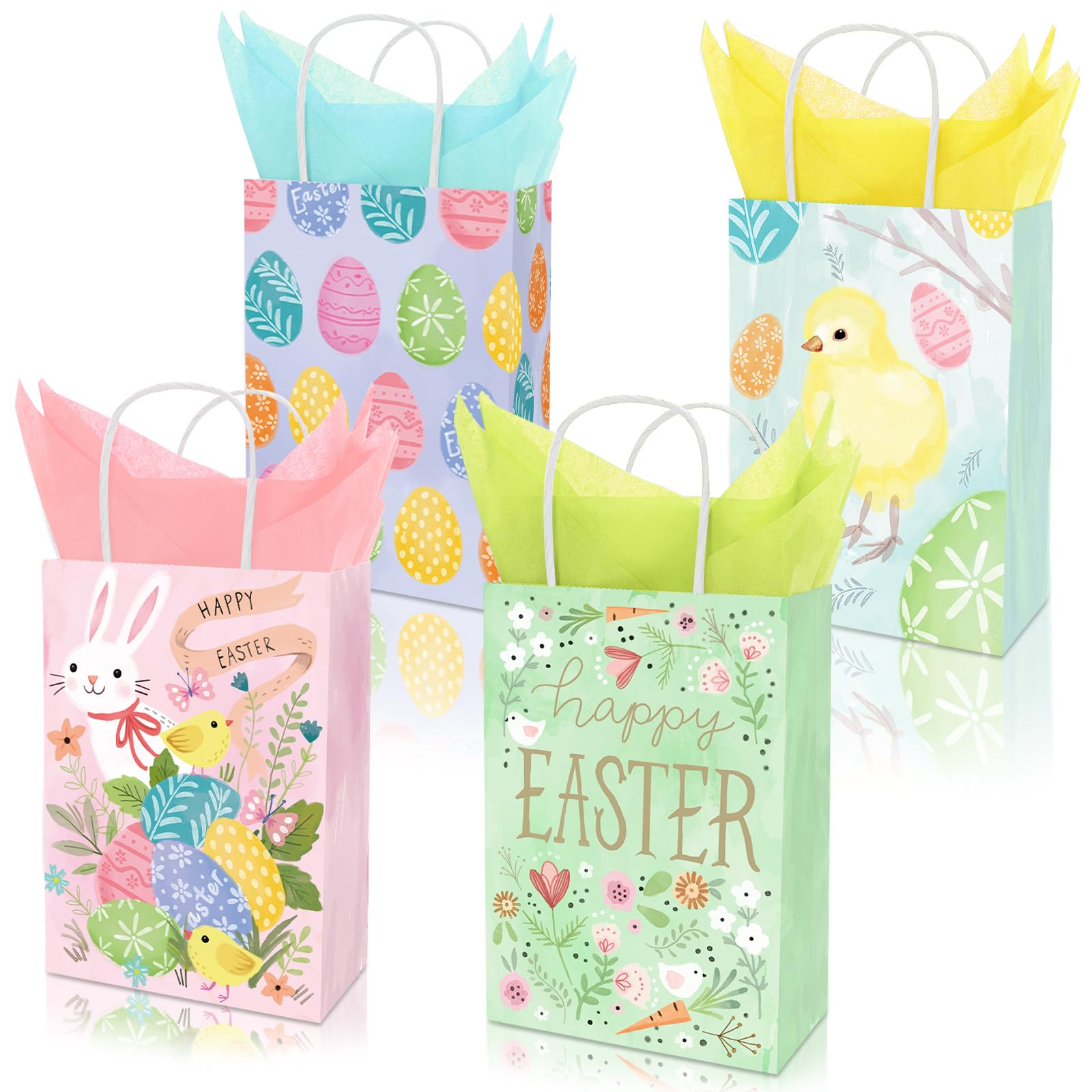 Amazon.com: AnyDesign 16Pcs Easter Paper Bags with 16 Sheets Tissue ...