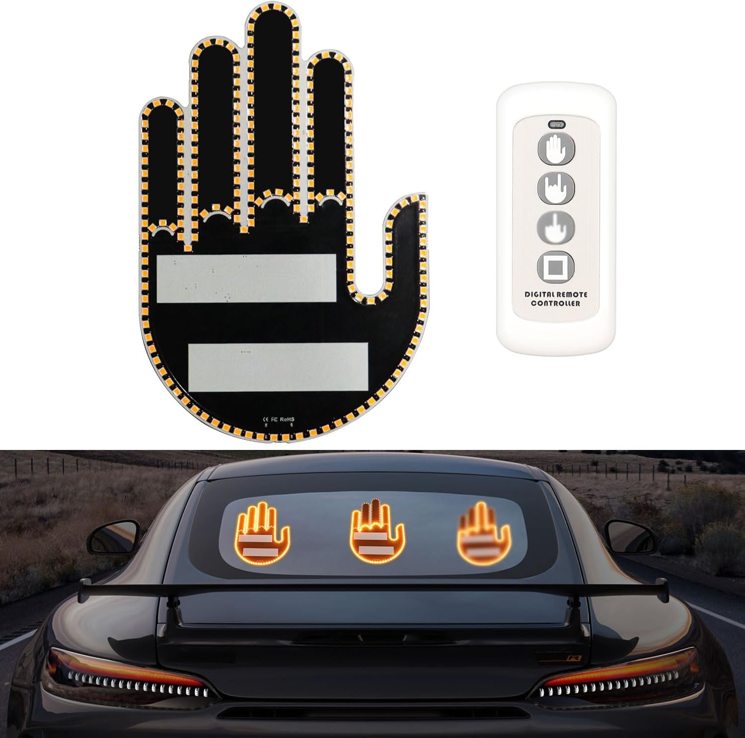 Amazon.com: Middle Finger Light with Remote, Funny Hand Gesture Lights ...
