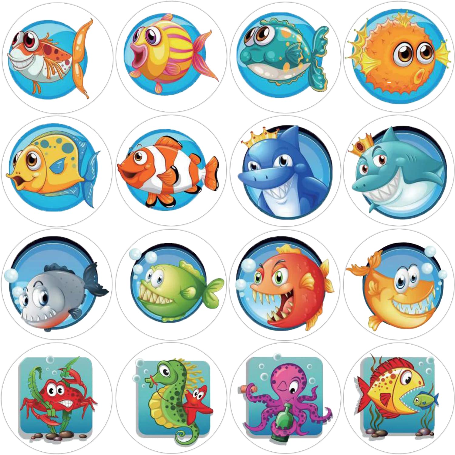 Amazon.com: Hohamn 600Pcs Sea Animals Stickers for Kids 16 Designs 1.5 ...