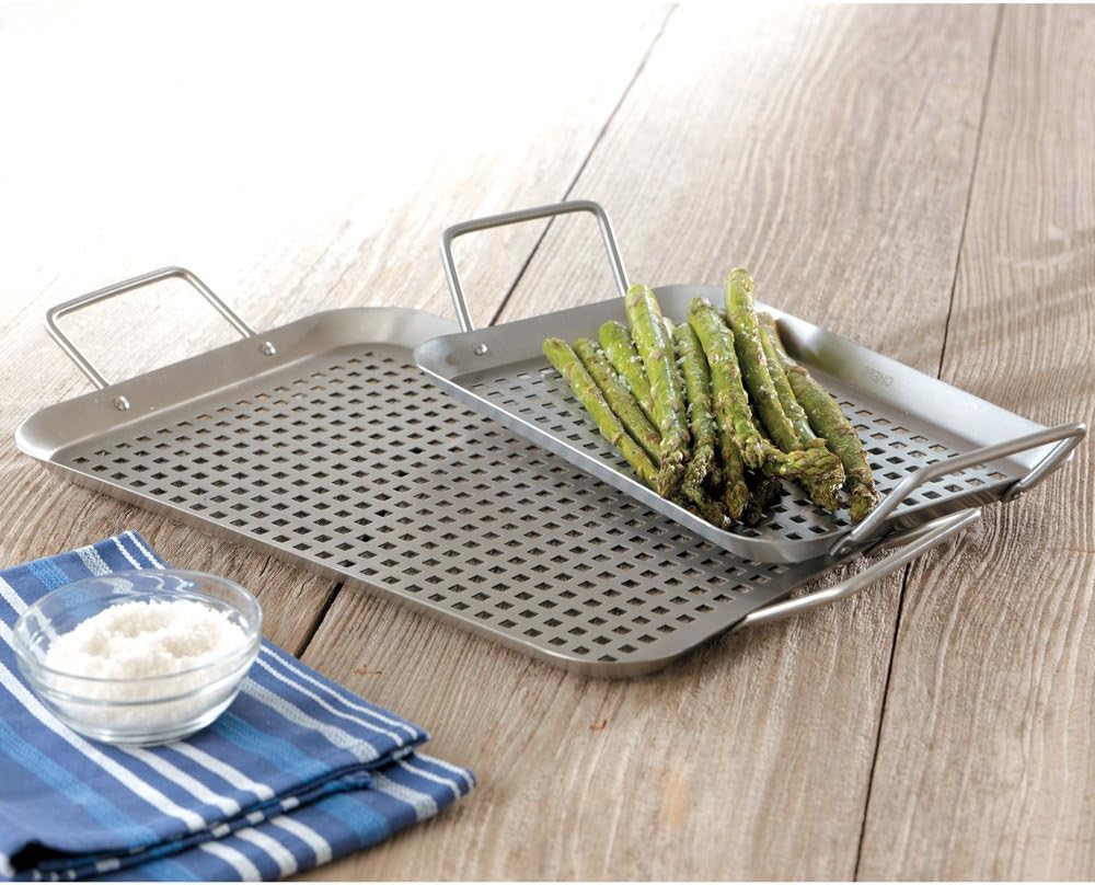 Amazon.com : 2-pc. Stainless Steel Grill Tray Set by CHEFS Grilling ...
