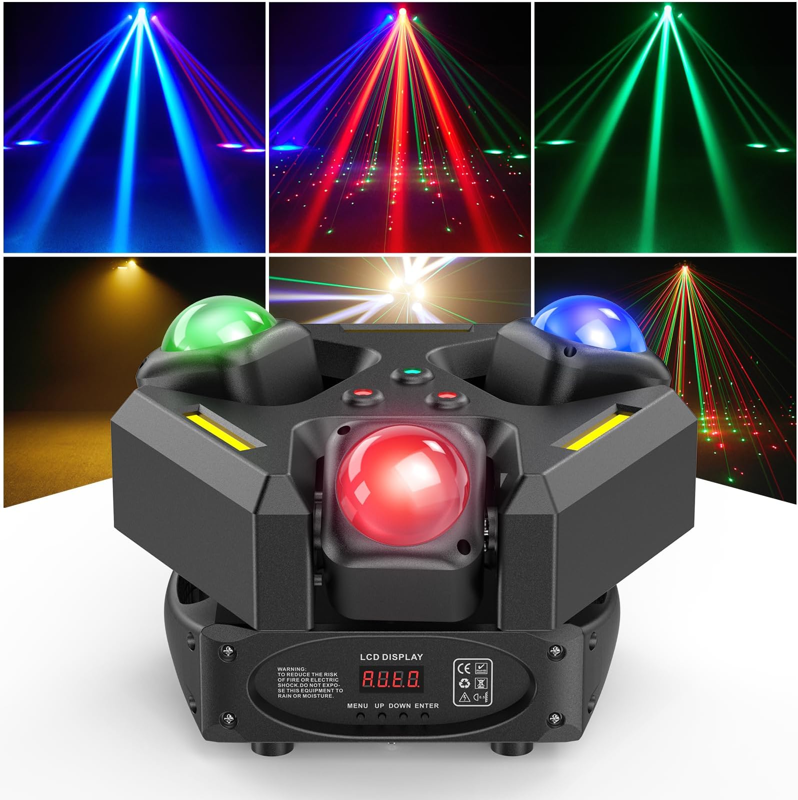 Amazon.com: Moving Head DJ Lights, 150W RGBW 4-in-1 LED 6 Arms Disco ...