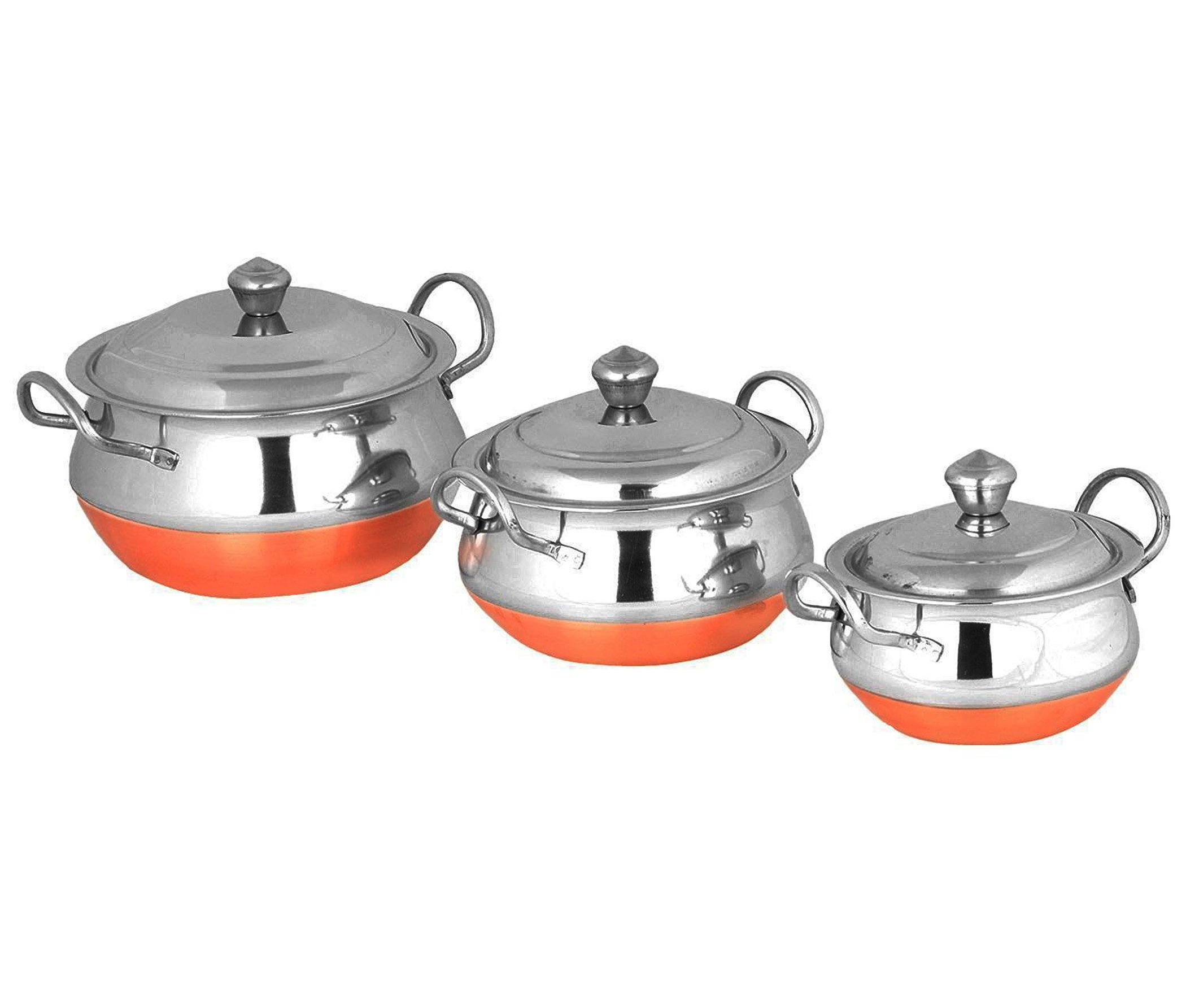Amazon.com: PARIJAT HANDICRAFT Stainless Steel Handi Cookware Set of 3 ...