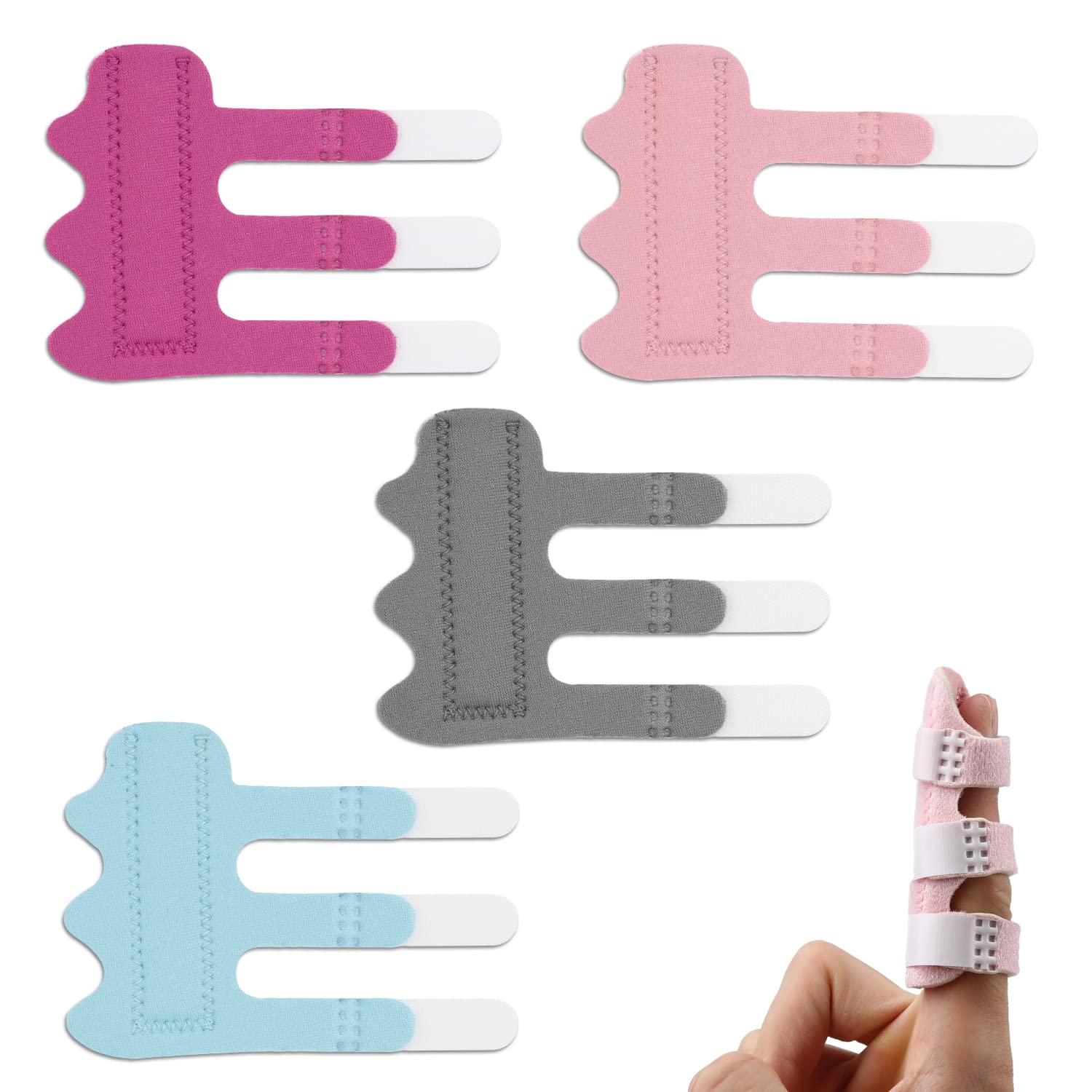4pcs Finger Splints, Upgraded Finger Straightener with 3 Finger Straps ...