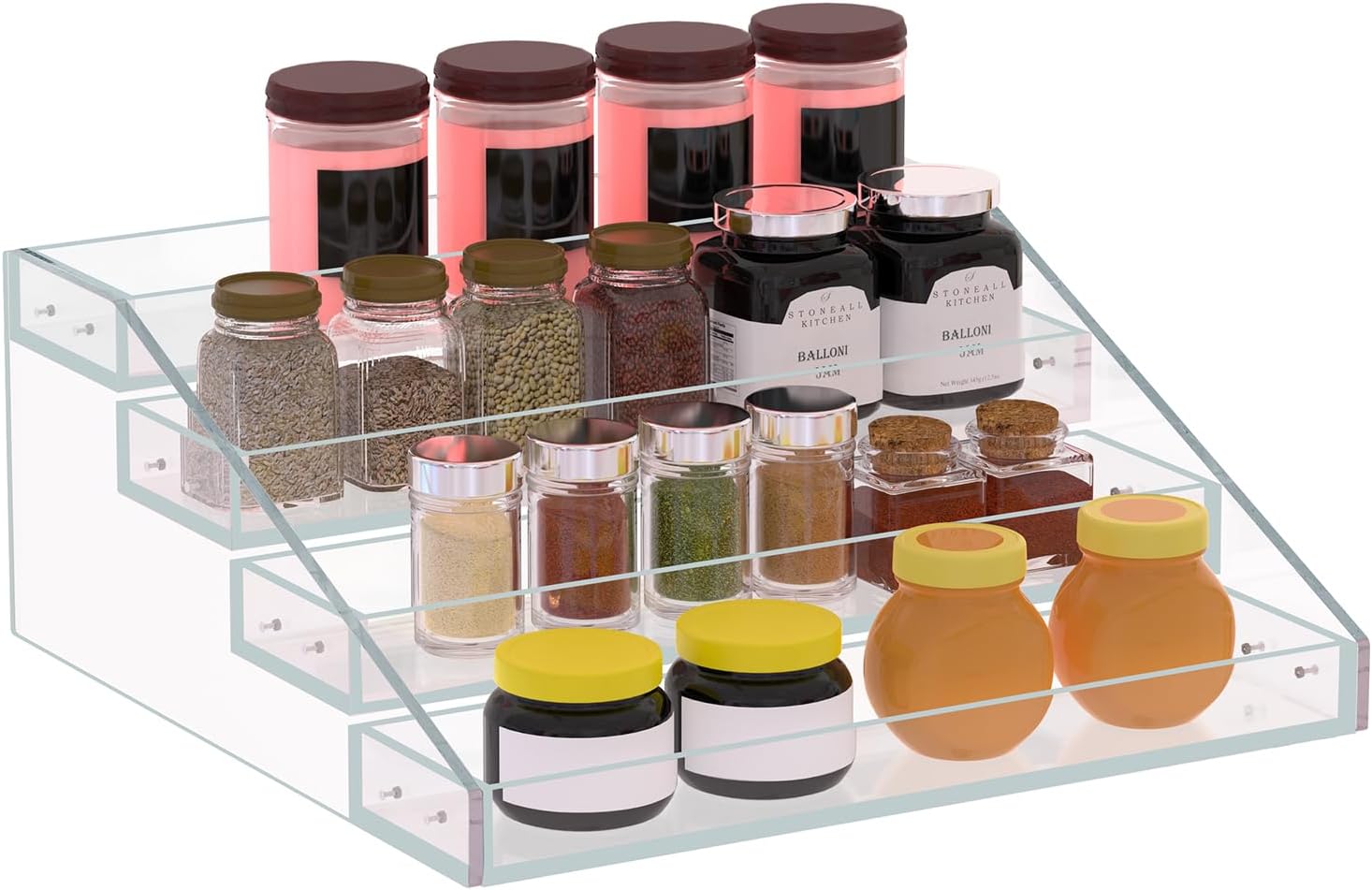 Amazon.com: PMMASTO Widen Tiered Spice Rack, Seasoning Organizer, Clear ...