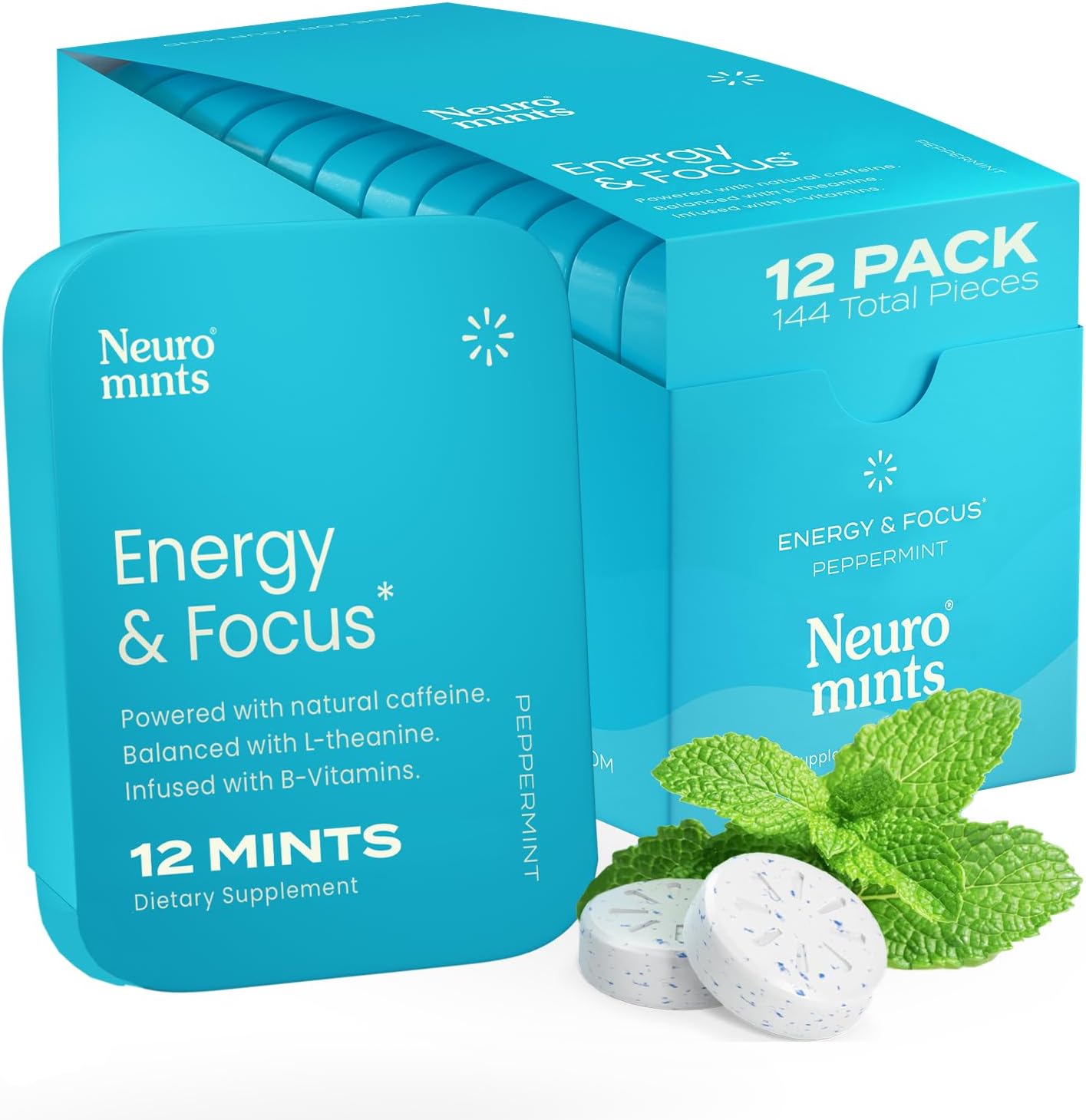 NeuroGum Neuro Mints | Nootropic Energy Caffeine 40mg + 60mg L-theanine ...