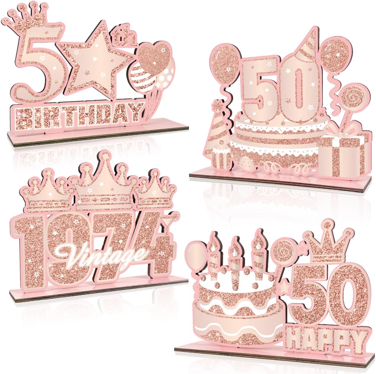 Amazon.com: SZTZPW 4pcs 50th Birthday Decorations for Women Wooden ...