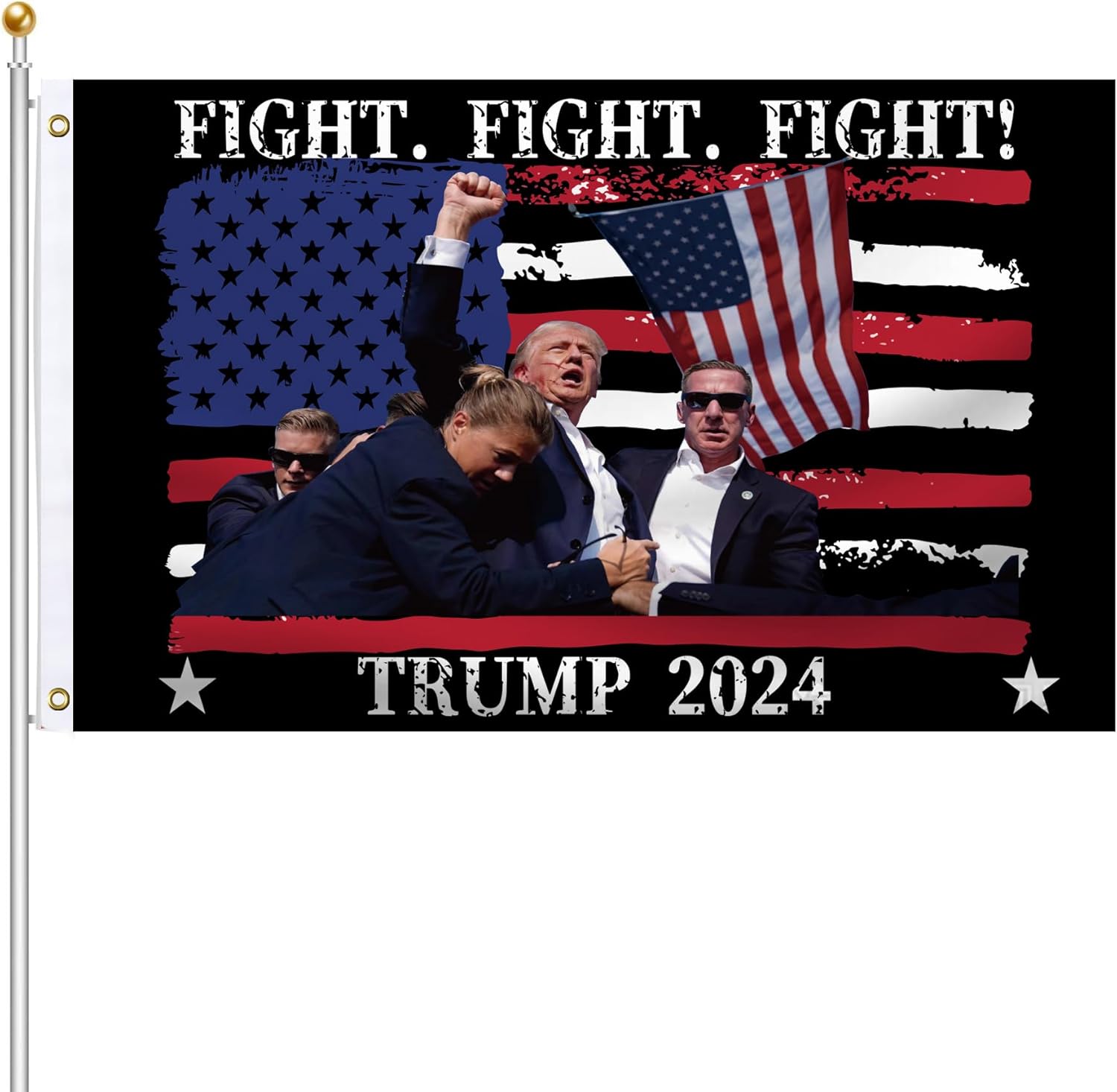 Amazon.com: Fight Fight Fight Trump Flag 3x5 Ft Trump 2024 Flags With 2 ...