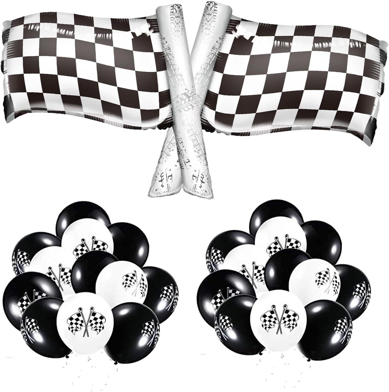 Amazon.com: Race Car Checkered Party Supplies checkered flag helium ...