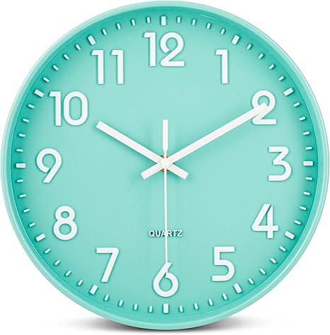 Amazon.com: Bernhard Products Seafoam Green Wall Clock 10 Inch, Silent ...