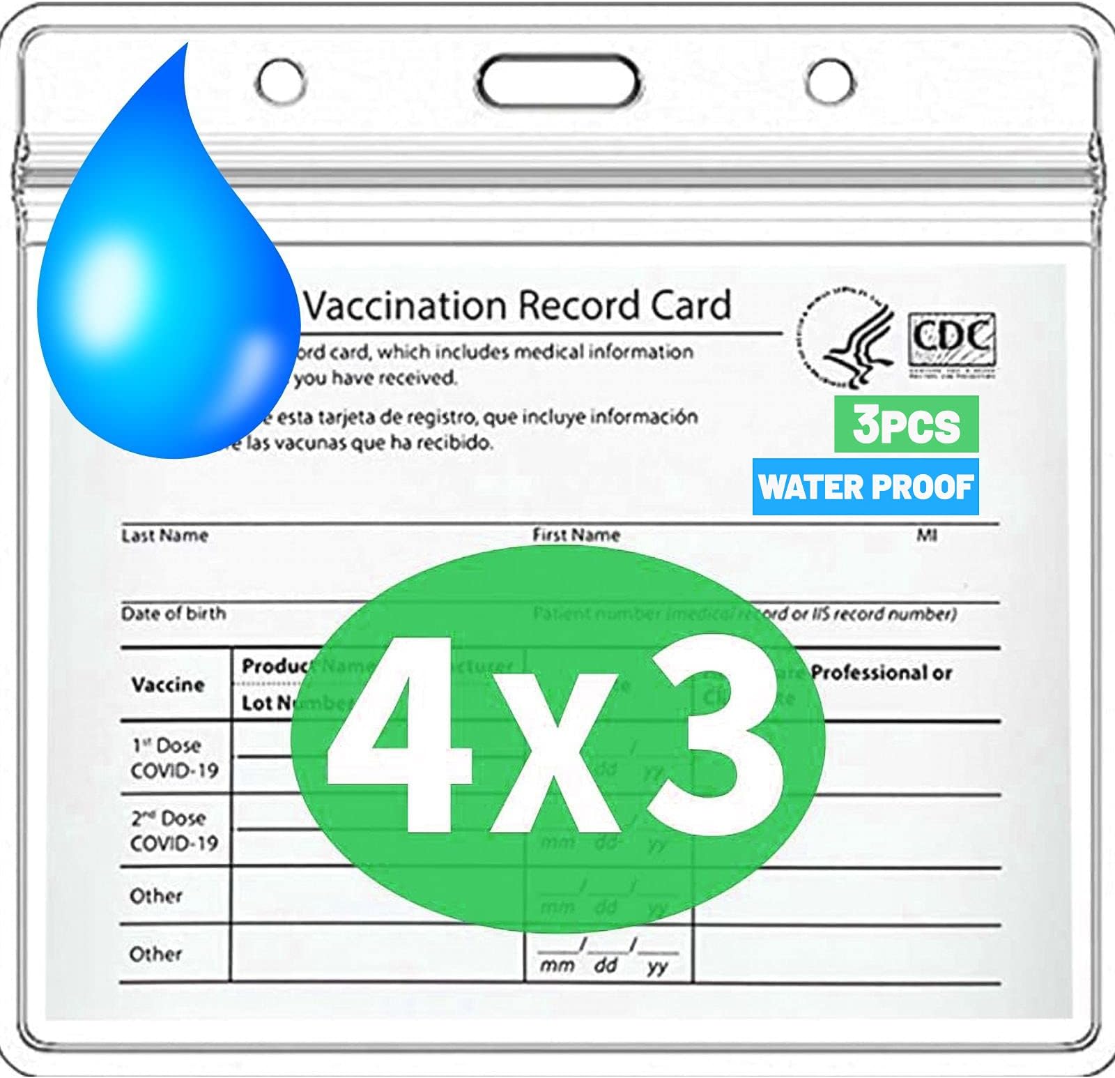 Amazon.com : DANWIC 3 Pack - Vaccine Card Protector Waterproof 4 x3 ...