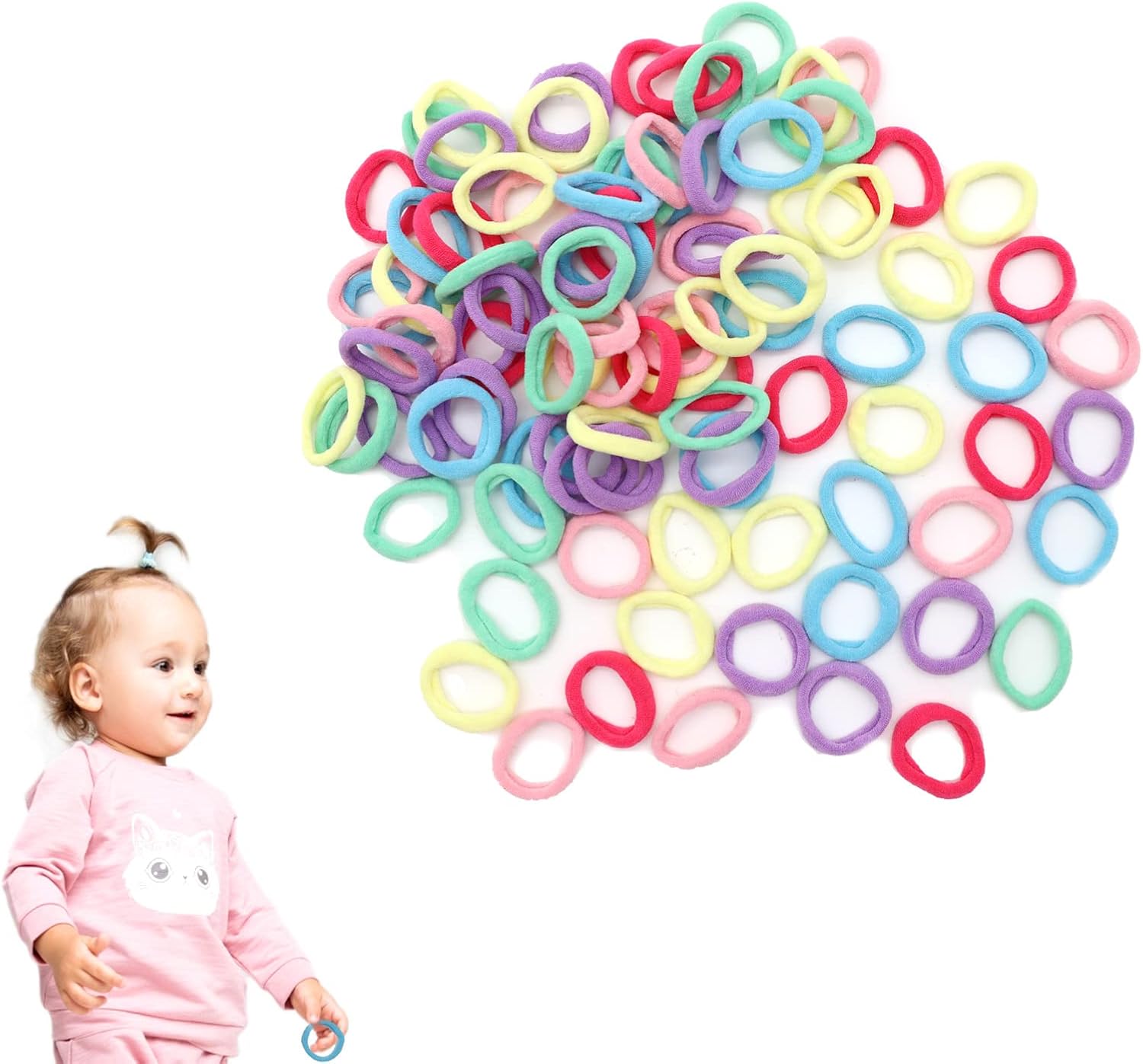 Aidi 100 PCS Baby Hair Bobbles, Colorful Elastic Bands for Girls, Candy ...
