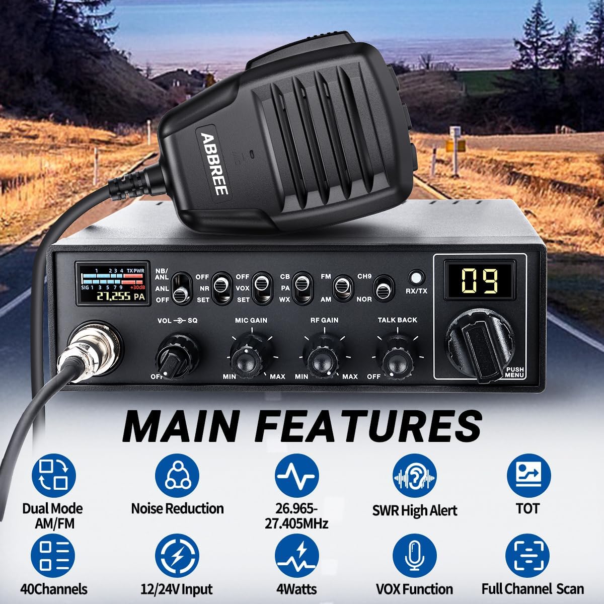 ABBREE CB Radio Kit AM/FM Professional Long Range Portable CB Radio ...