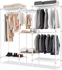 Amazon.com: Magshion Heavy Duty Closet Wardrobe Clothes Rack with ...
