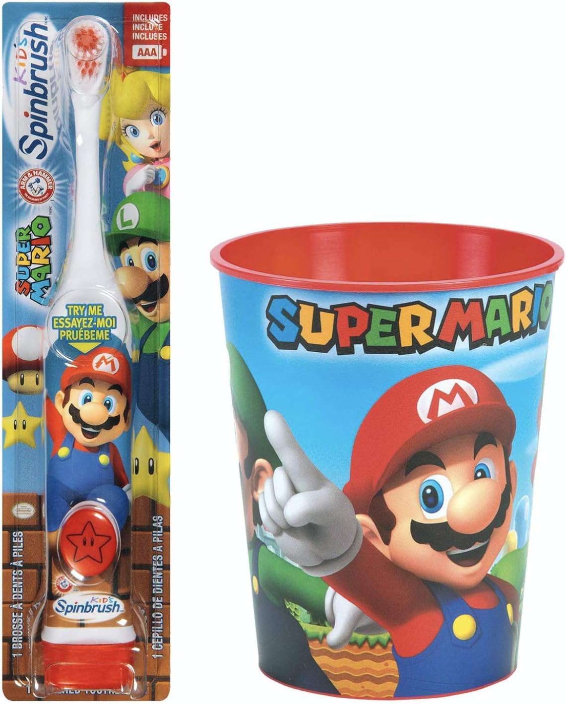 Super Mario Brothers Kids Electric Toothbrush Set: 2 Items - Spinbrush ...