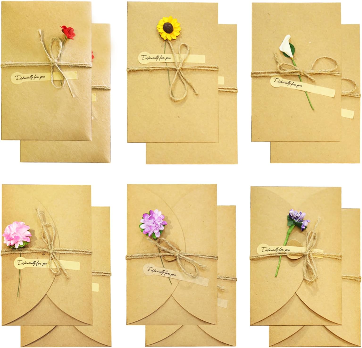 Amazon.com : Vyooxcy 12 PCS Dried Flowers Greeting Cards with DIY Blank ...