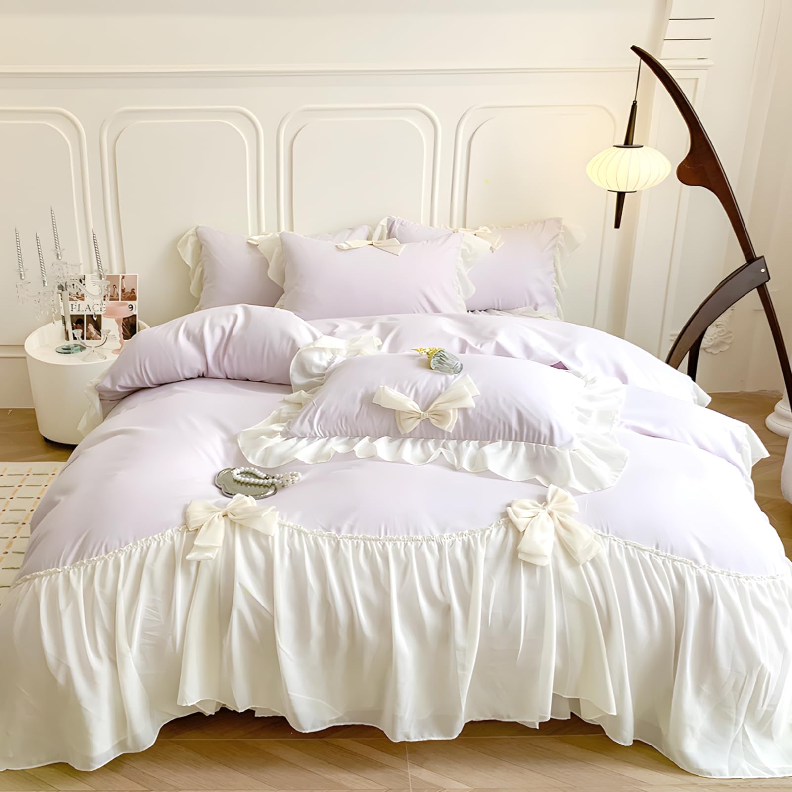 Amazon.com: Rvciby Purple Bow Duvet Cover Queen Size,3PCS Soft ...