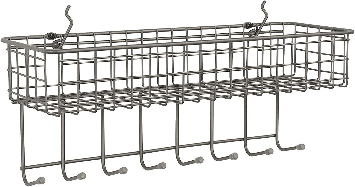 Amazon.com: Spectrum Pegboard & Wall Mount Wire Basket With 8-Hook ...
