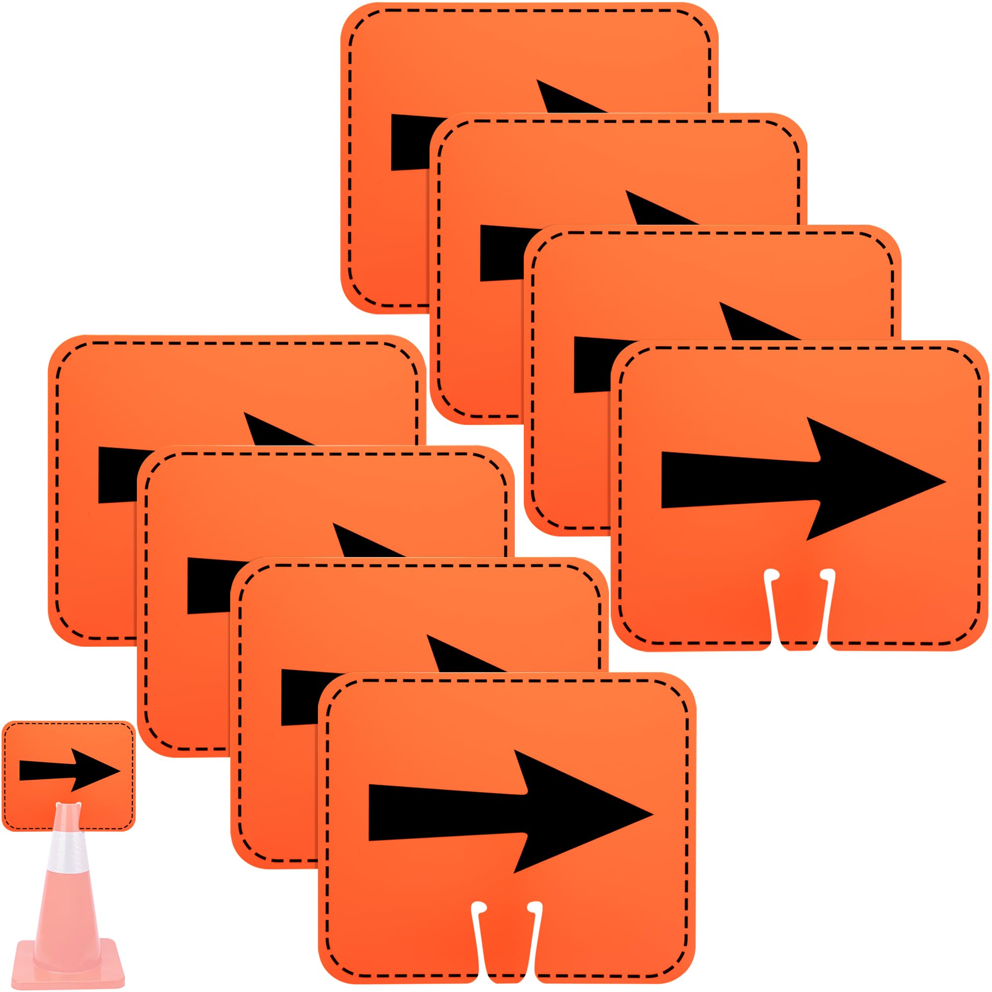 Snapklik.com : 8 Pcs Traffic Cone Arrow Signs, 12.5" X 10.4" Reversible ...