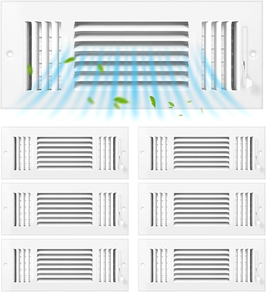 Datanly 6 Pack White 4x12 Inch Interior Size Ceiling Vent Covers, 3 Way ...