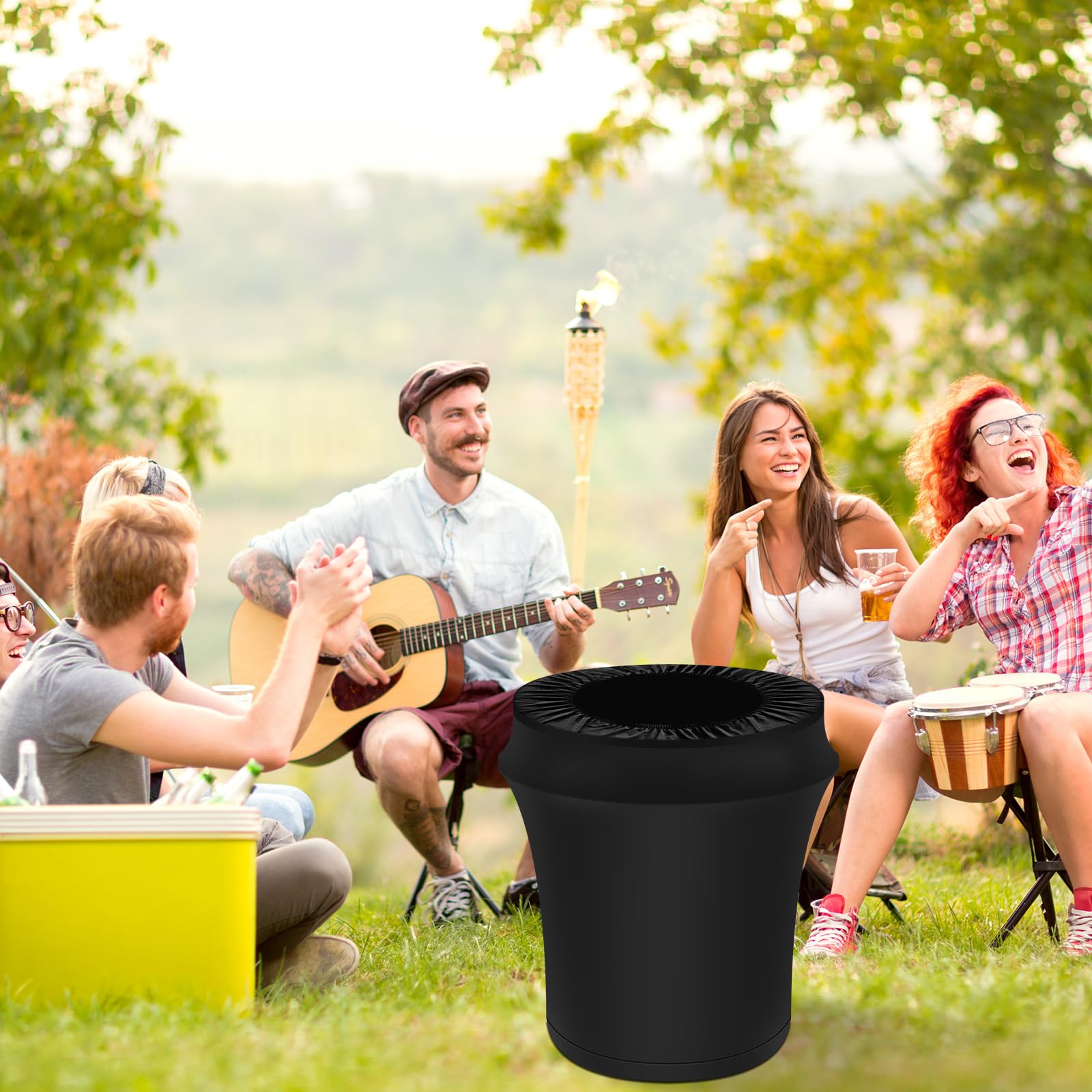 Snapklik.com : 3pcs 32 Gallon Stretch Spandex Trash Can Covers, Premium ...