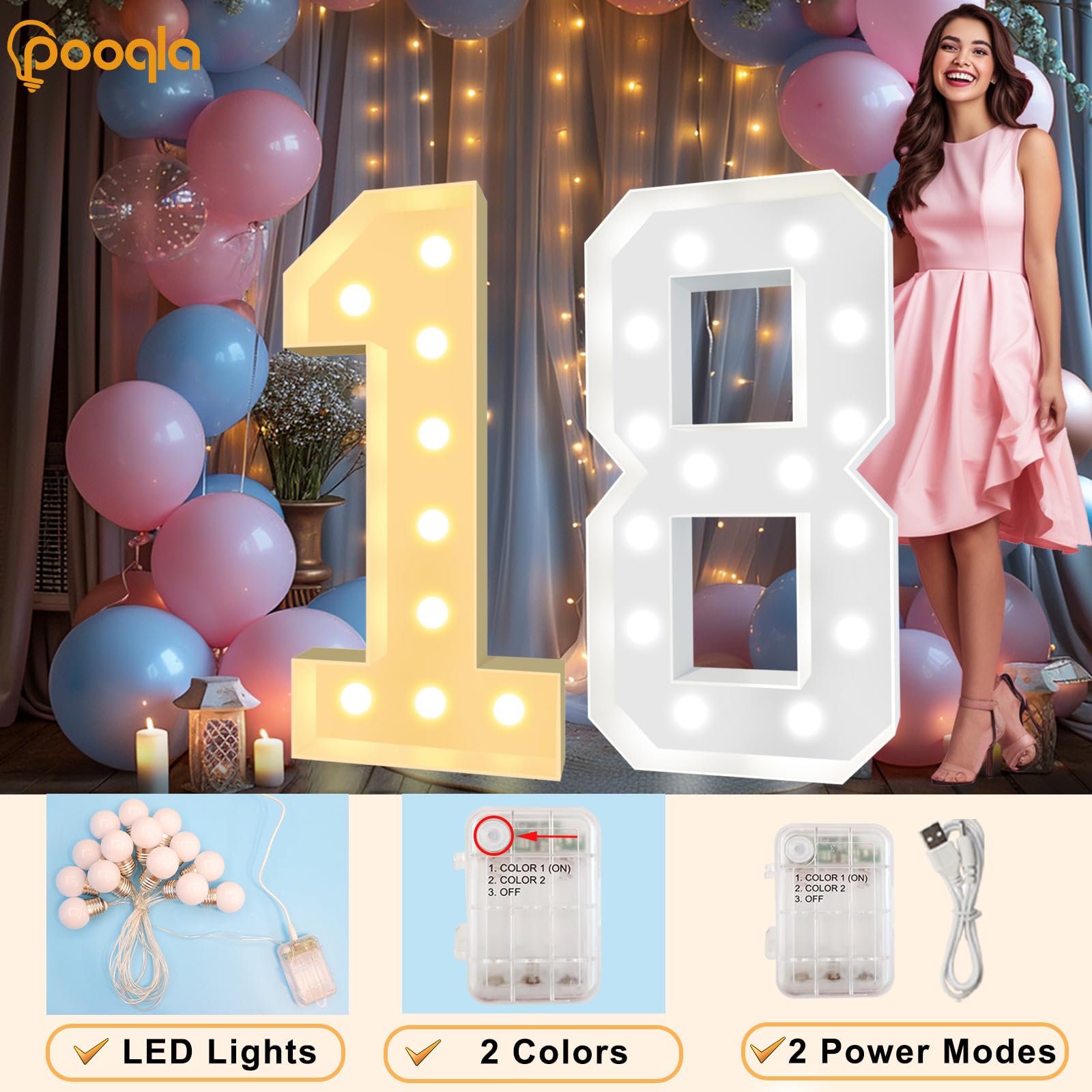 Snapklik.com : 4 FT Light Up Marquee Numbers, Cool White And Warm White ...