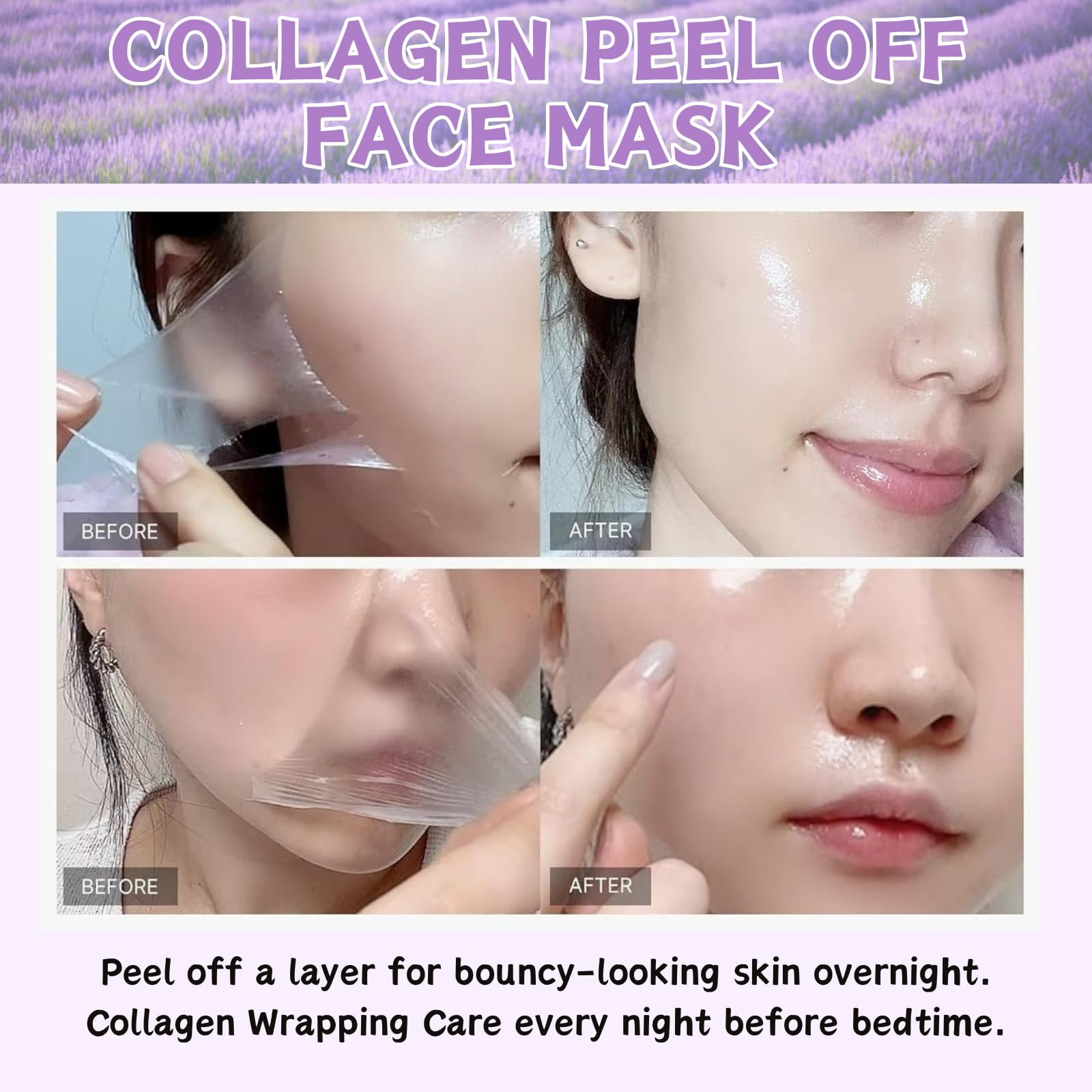 Collagen Night Wrapping Mask, Collagen Overnight Wrapping Peel Off Face ...