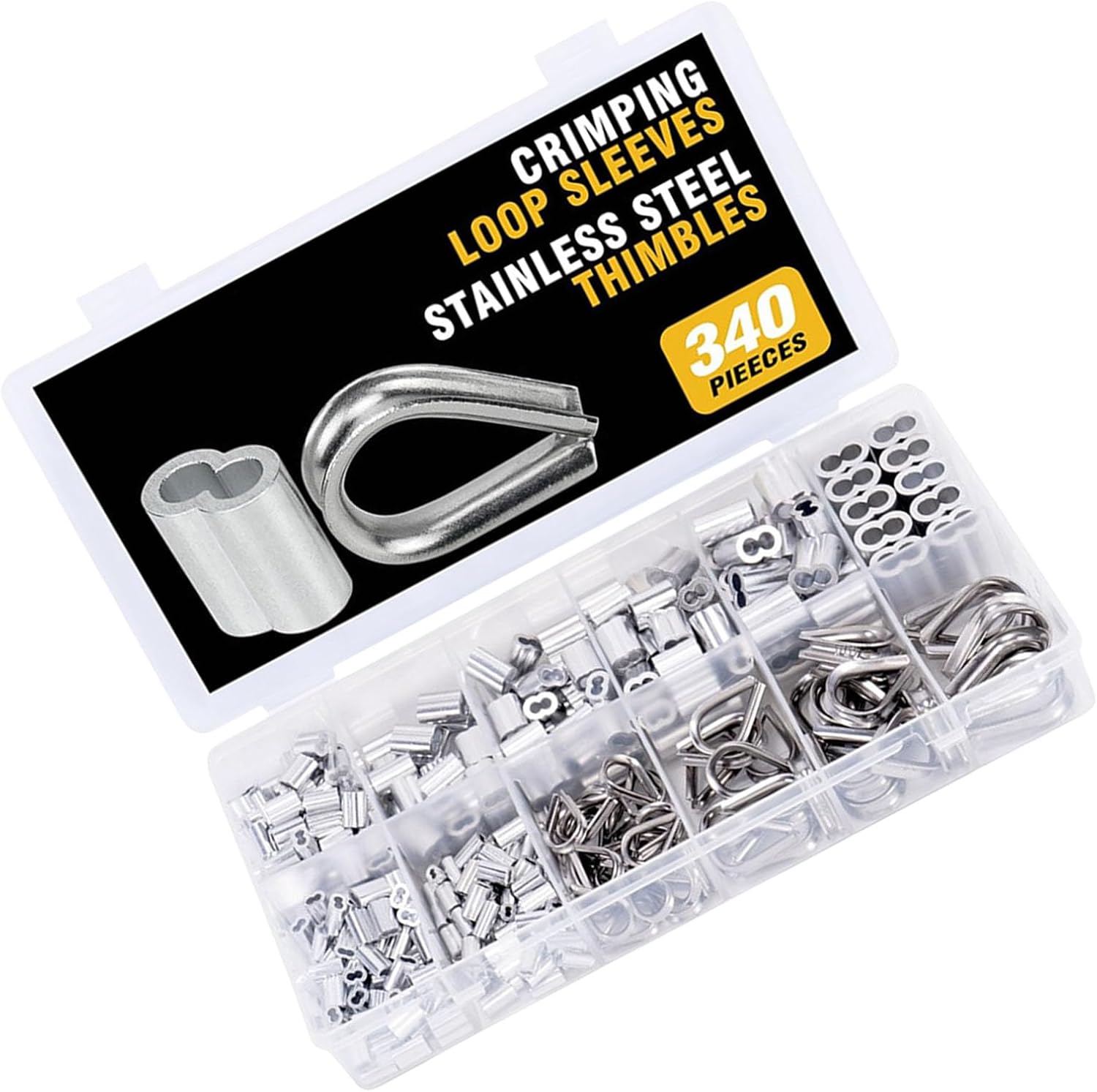 Amazon.com: Wire Rope Crimping Looping Sleeves 410Pcs Double Barrels ...