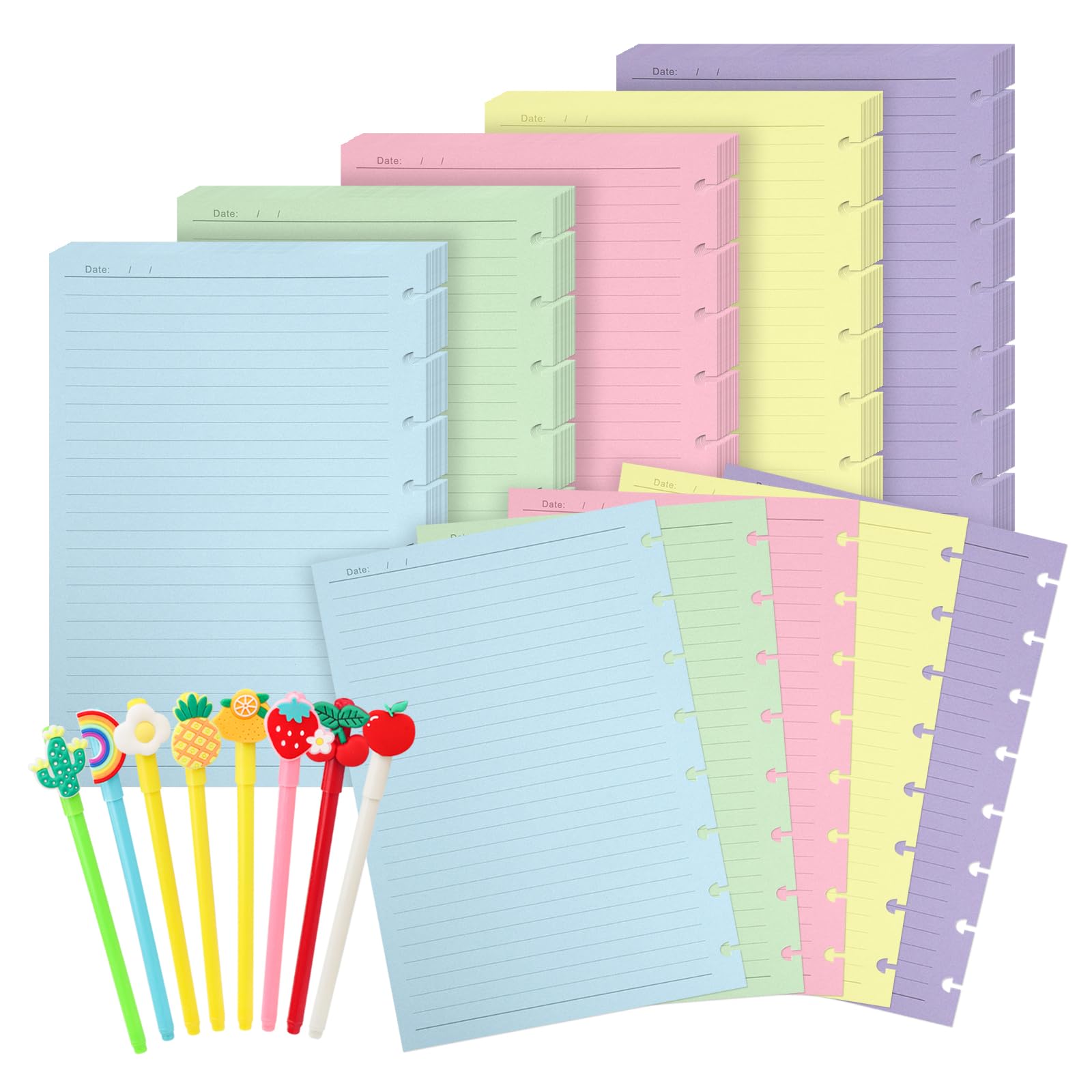 Amazon.com : 200 Sheets Discbound Lined Refill Paper with 8 Pcs Cute ...