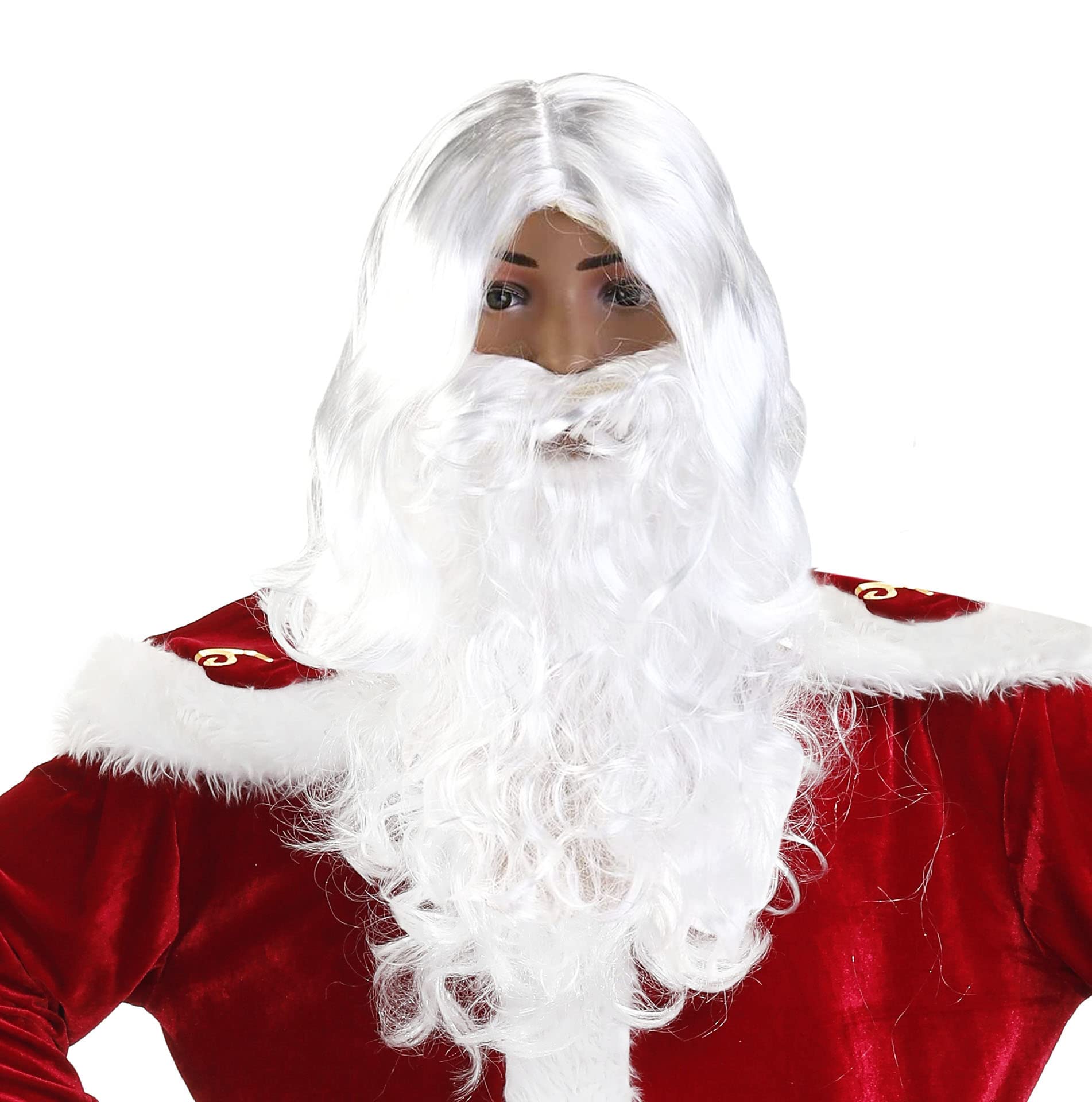 Santa Wig and Beard Set Christmas Fake White Wig & Beard Fancy Dress ...