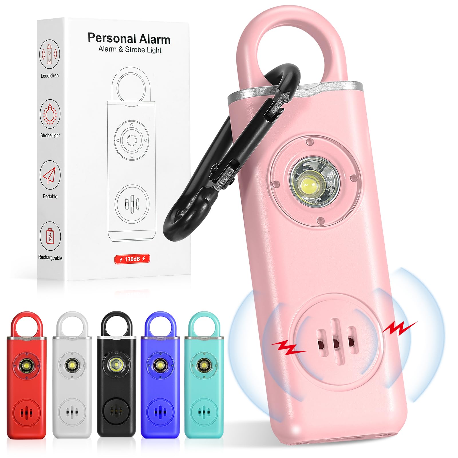 Worve Safe Sound Personal Alarm, 130 dB Loud Siren Emergency Security ...